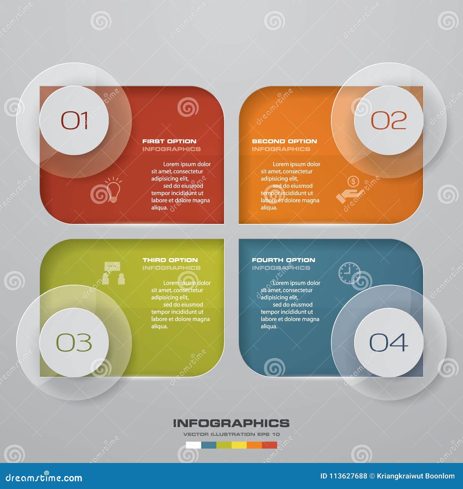 Simple&editable 4 Steps Process. EPS 10. Stock Vector - Illustration of clean, clip: 113627688
