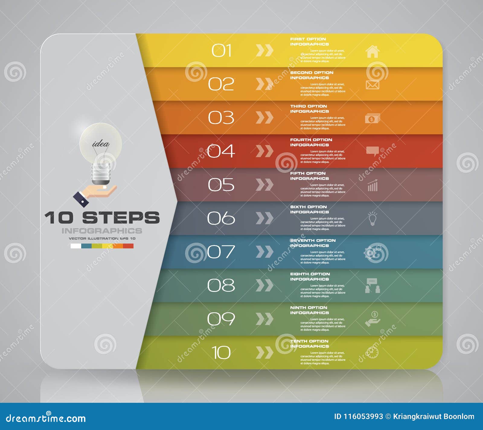 Simple&editable 10 Steps Process. Infographics Element for Presentation ...