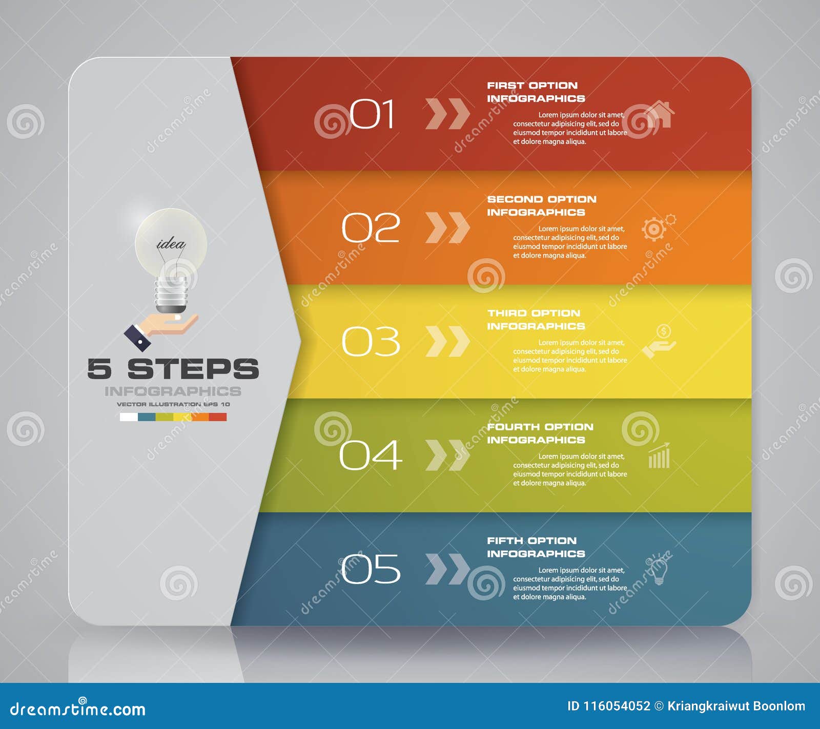 Simple&editable 5 Steps Process. Infographics Element for Presentation Stock Vector ...
