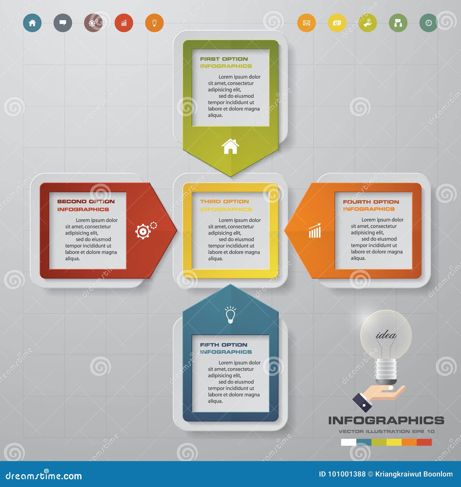 Simple&editable 5 Steps Process. Simple&Editable Abstract Design Element. Vector Stock Vector ...