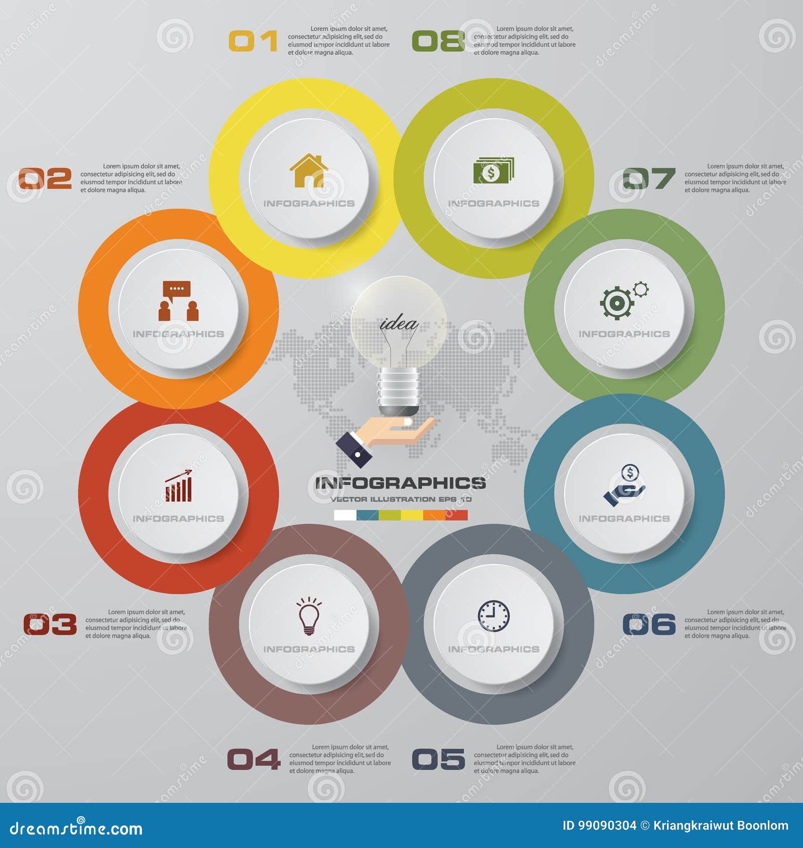 Simple&editable 8 Steps Process. Simple&Editable Abstract Design ...