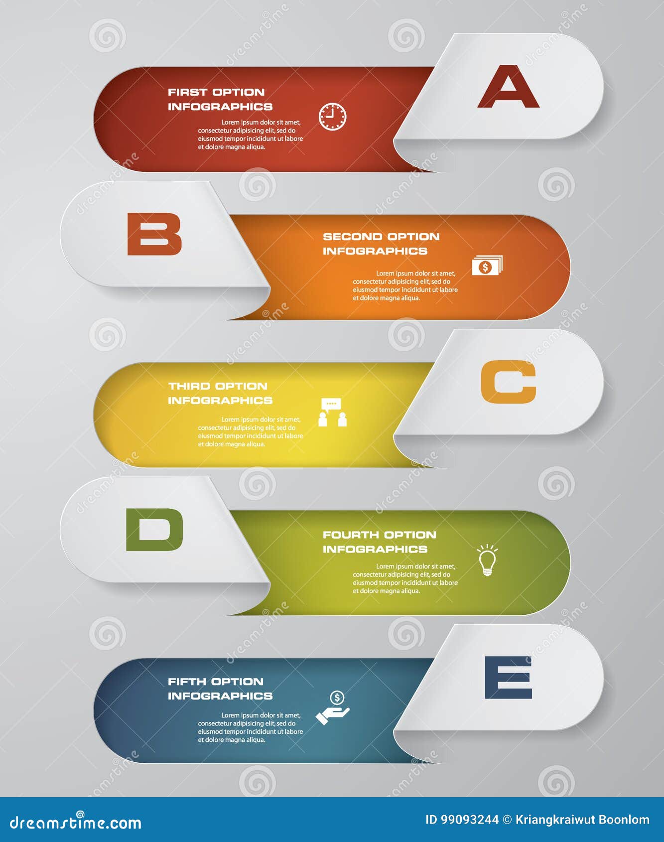 Simple&editable 5 Steps Process. Simple&Editable Abstract Design ...