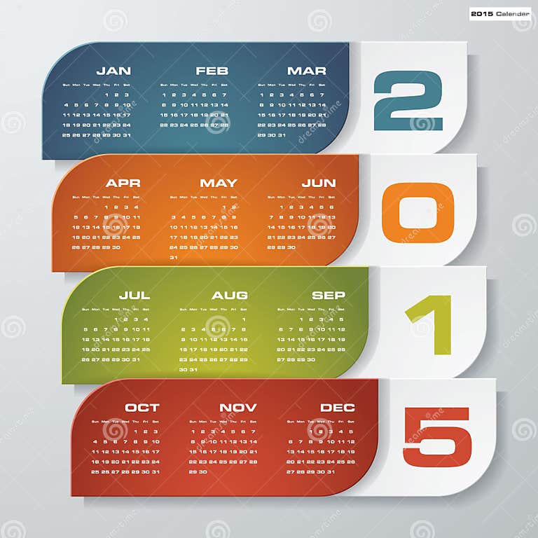 Simple Editable Vector Calendar 2015 Stock Vector - Illustration of ...