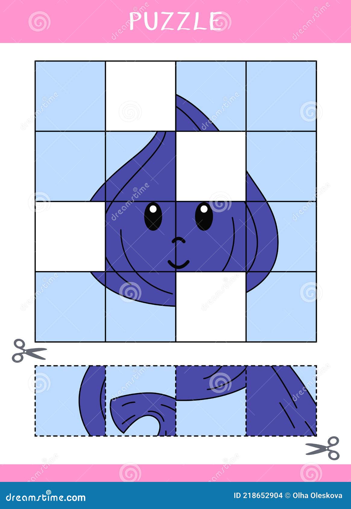 Simple Educational Game Coloring Page Cut And Glue Sitting Baby Yak For ...