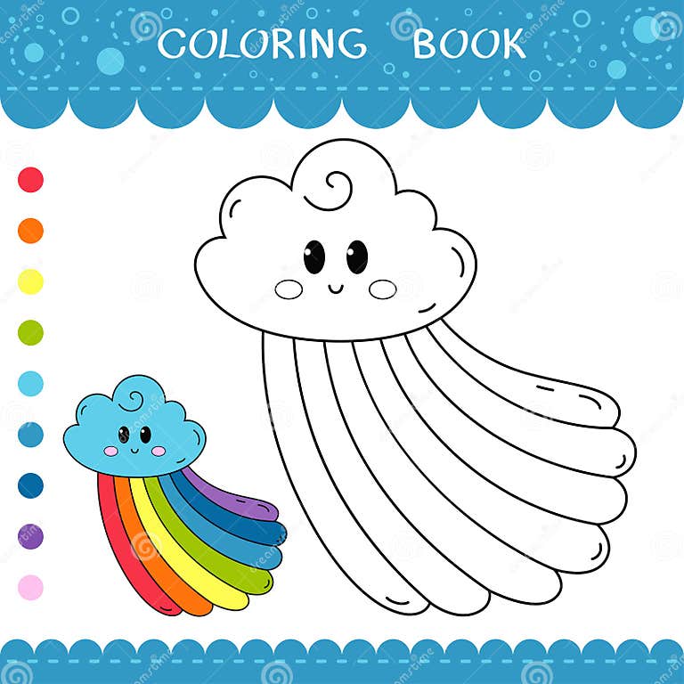 Vector Worksheet with Cloud and Rainbow for Coloring Book Stock Vector ...