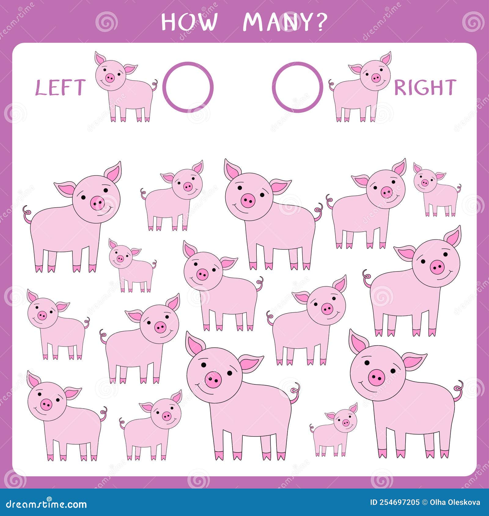 Simple Educational Game for Kids. Vector Worksheet Stock Vector ...