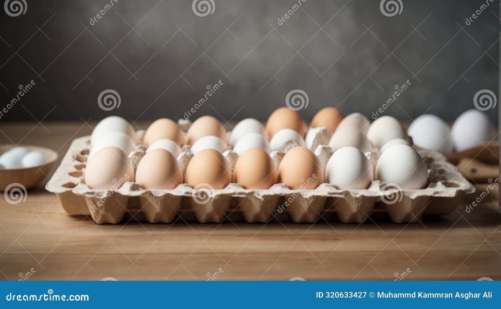 A Simple Egg Carton Containing a Few White Eggs, Slightly Tilted O ...