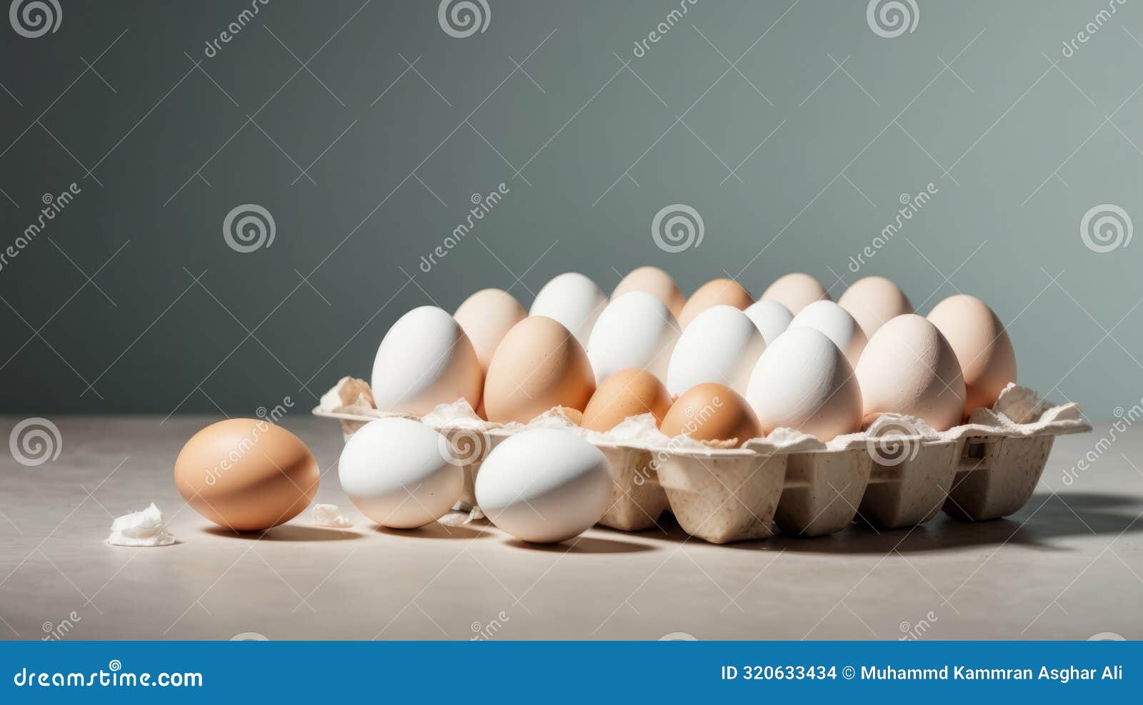 A Simple Egg Carton Containing a Few White Eggs, Slightly Tilted To ...