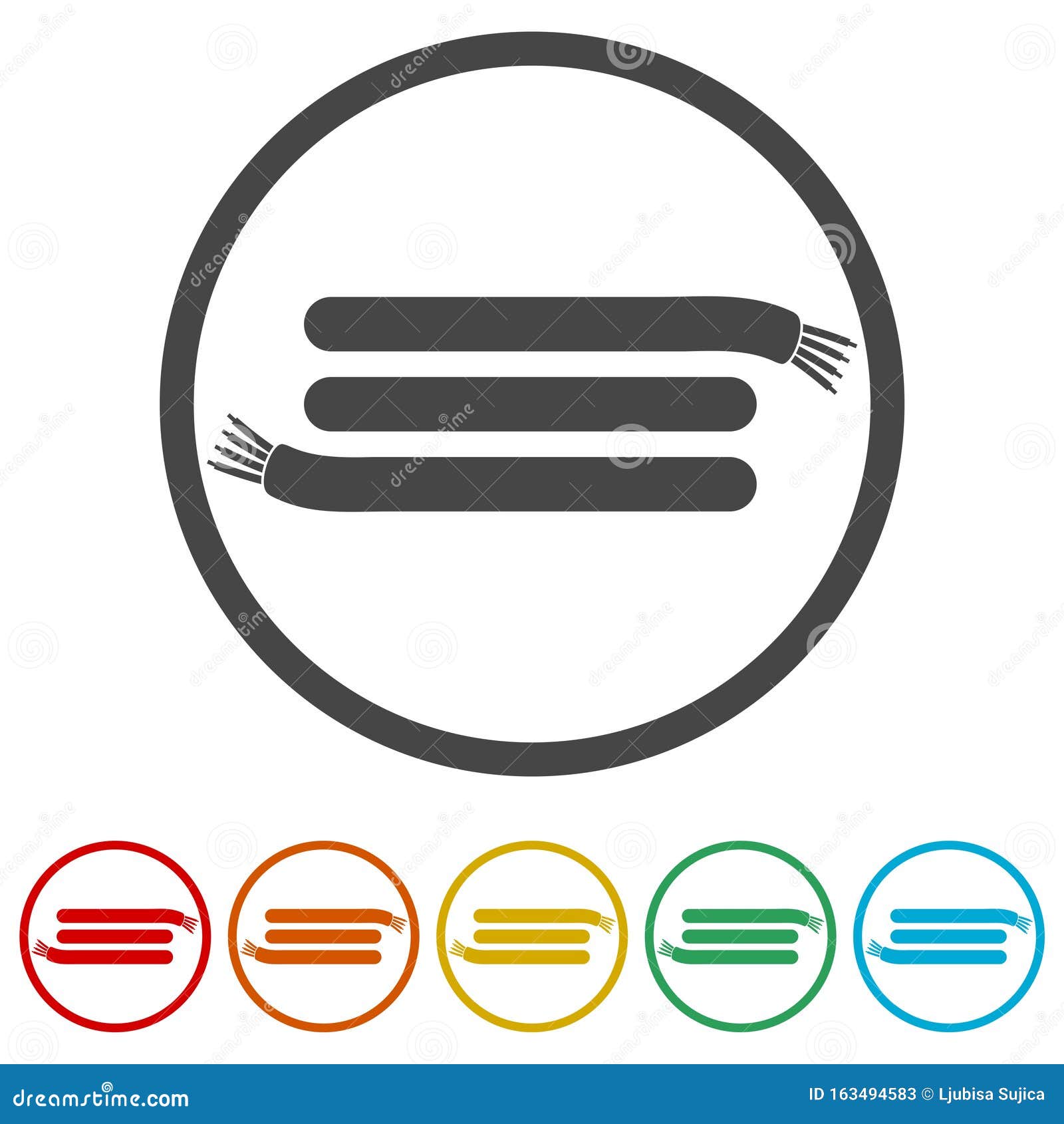 Simple Electric Cable Vector Icons Set Stock Vector - Illustration of ...