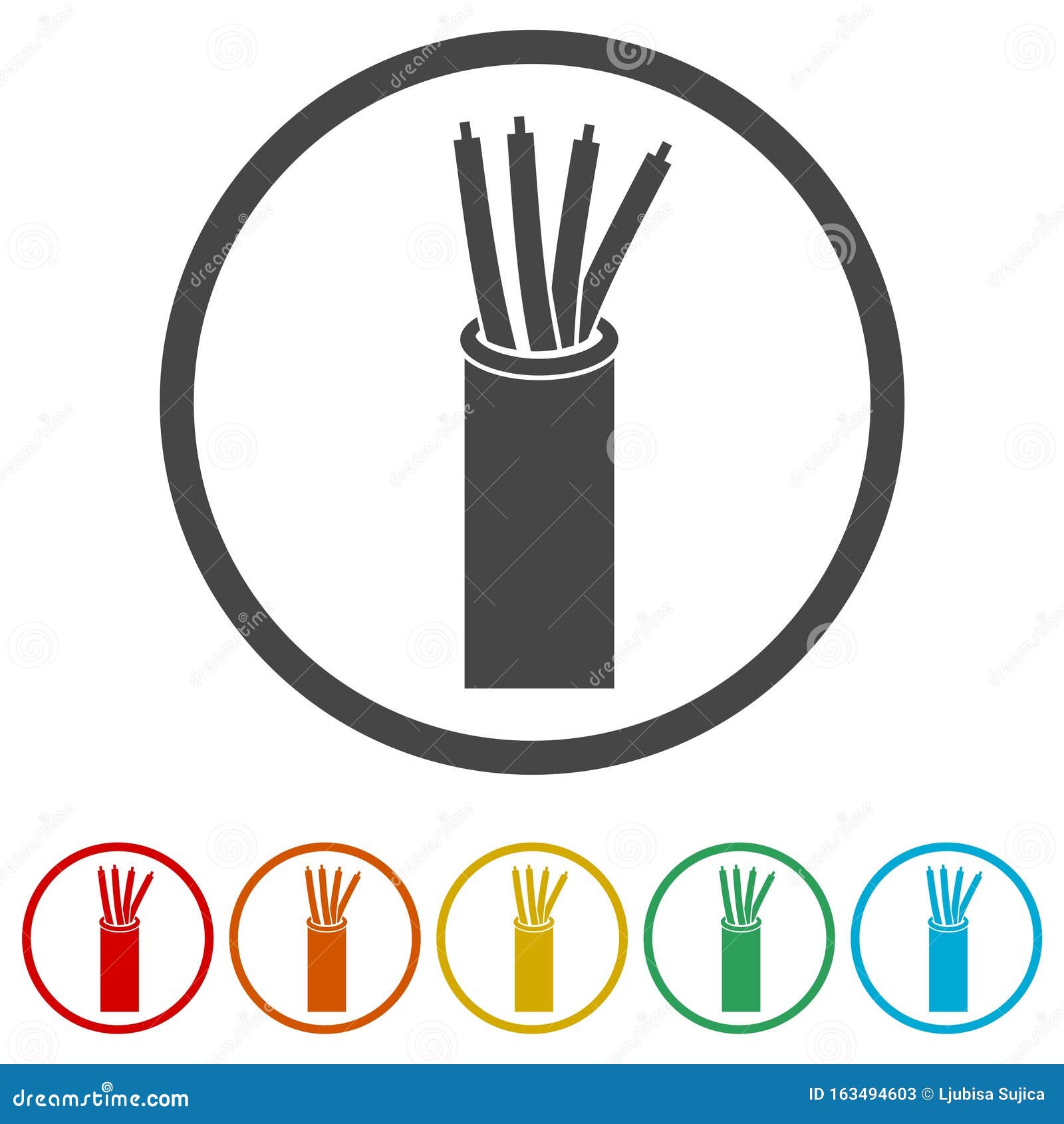 Simple Electric Cable Vector Icons Set Stock Vector - Illustration of ...