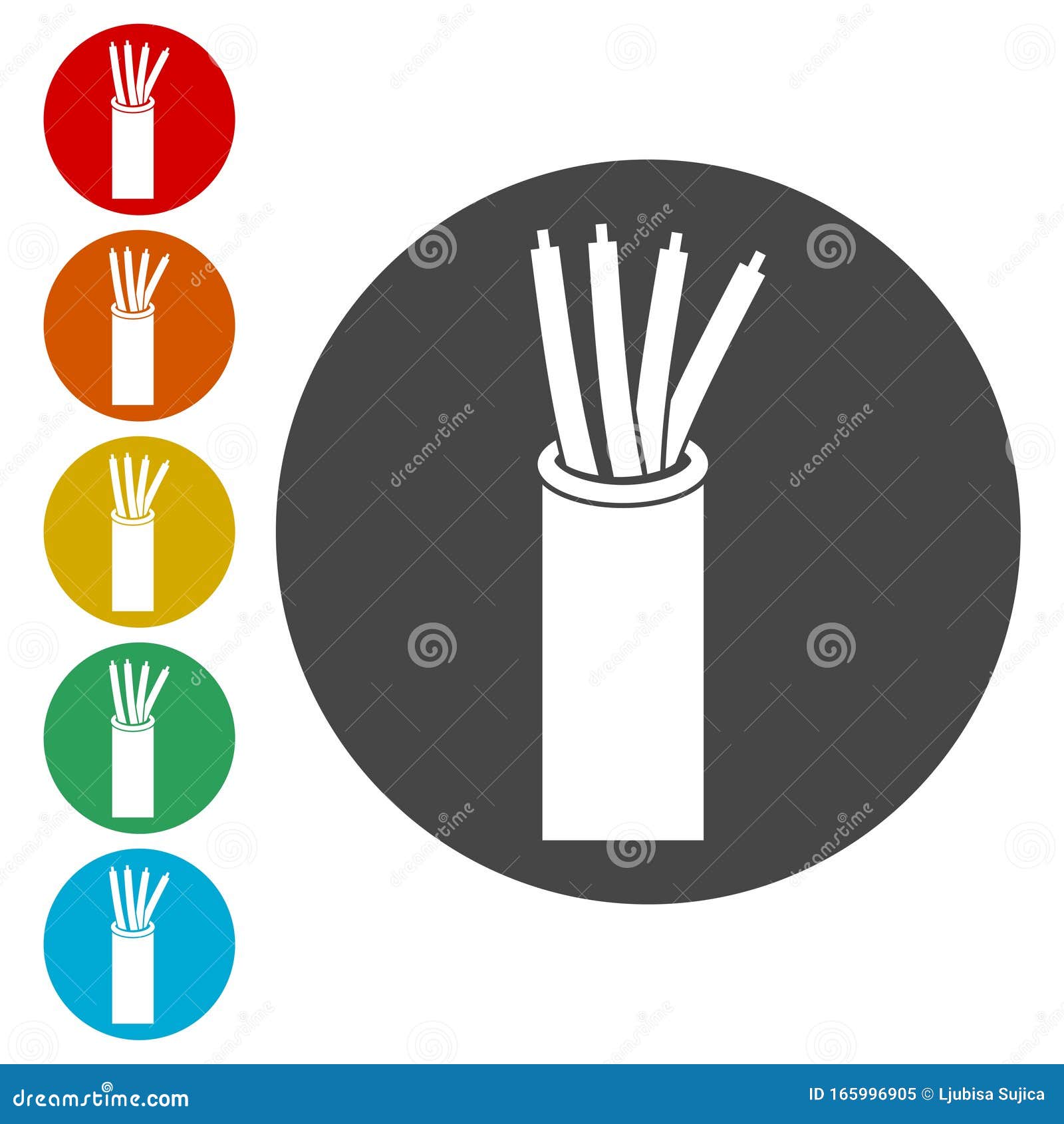 Simple Electric Cable Vector Icons Set Stock Vector - Illustration of ...