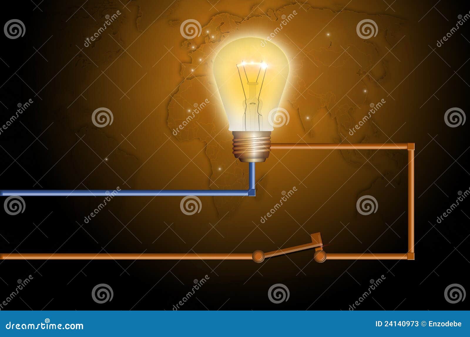 Simple electric circuit stock illustration. Illustration of electricity ...