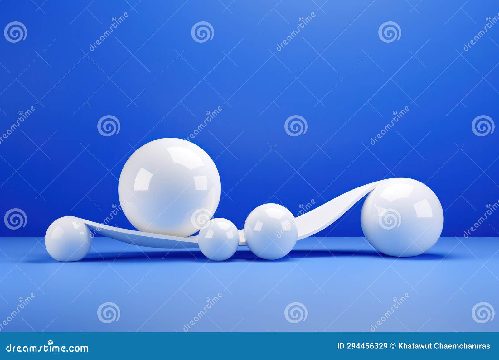 Simple Elegance: Abstract 3D Spheres on Blue Background - Minimalist ...