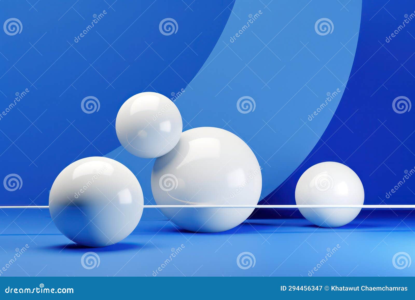 Simple Elegance: Abstract 3D Spheres on Blue Background - Minimalist ...