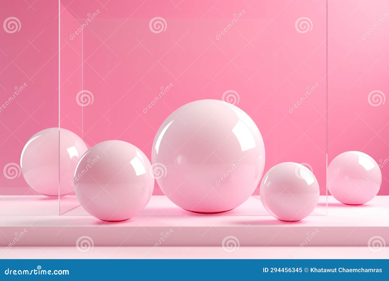 Simple Elegance: Abstract 3D Spheres on Pink Background - Minimalist ...