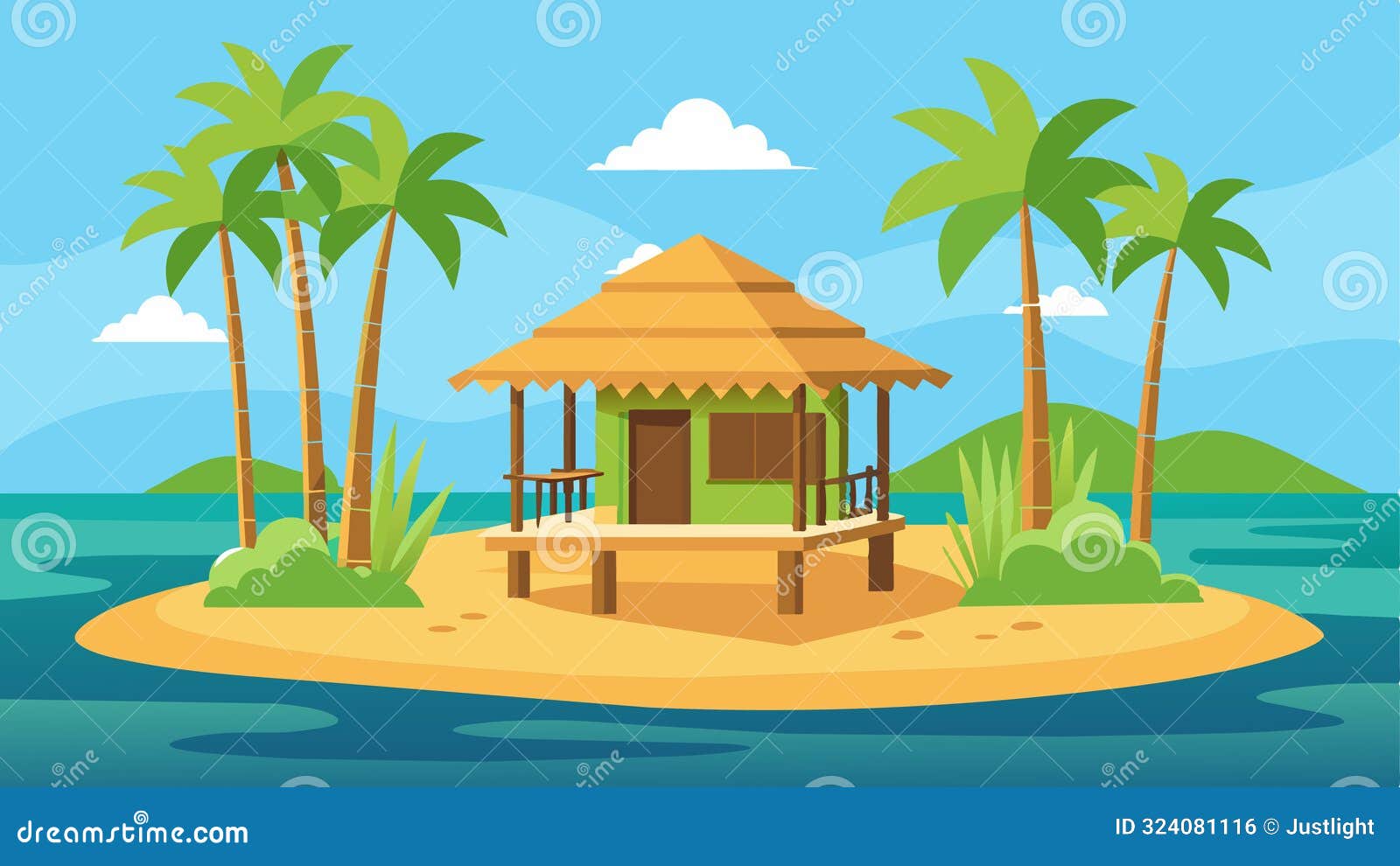 A Simple yet Elegant Bamboo Hut Situated on a Secluded Beach Providing ...