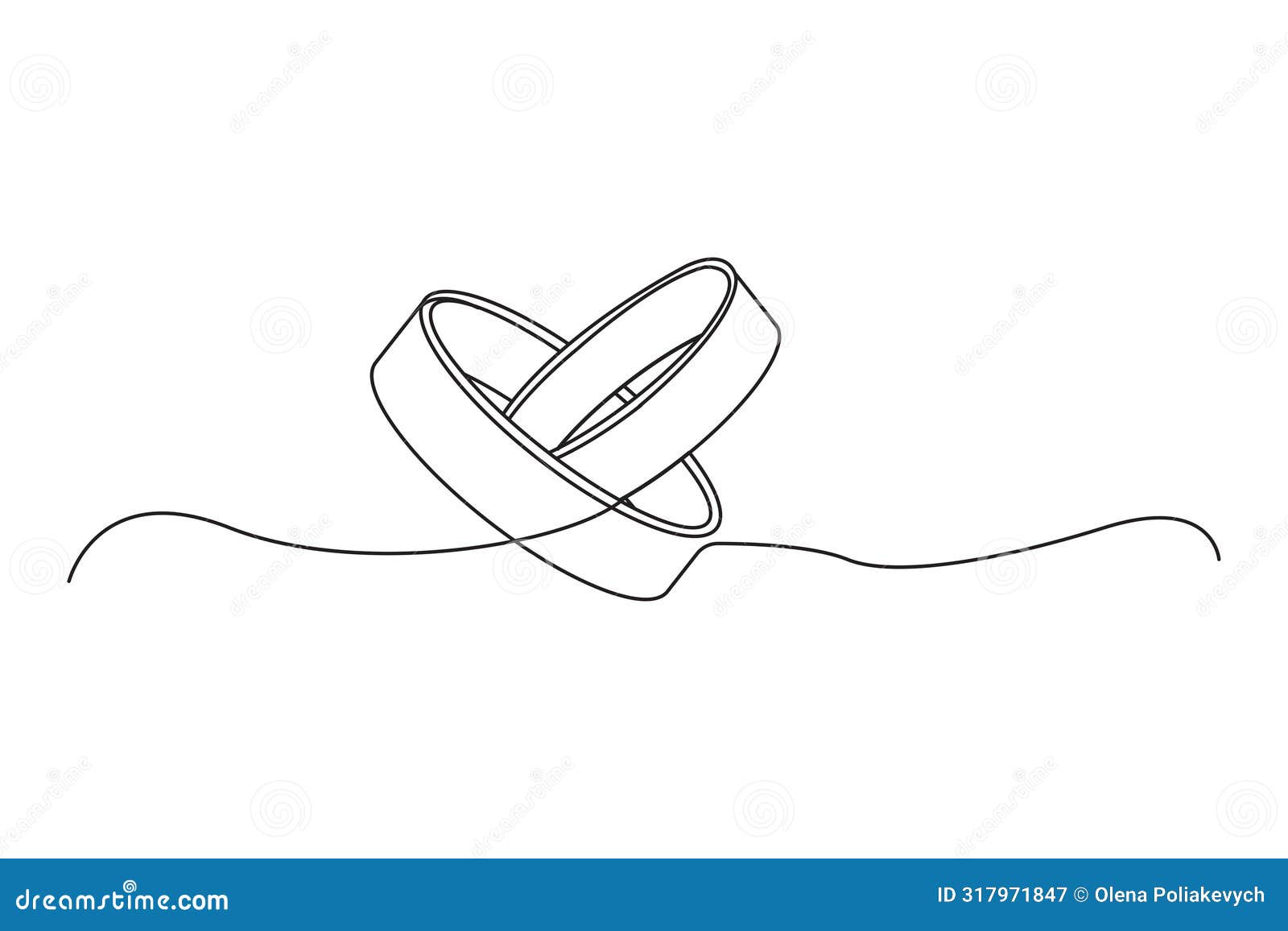 A Simple and Elegant Black and White Line Drawing of Two Interlocking ...