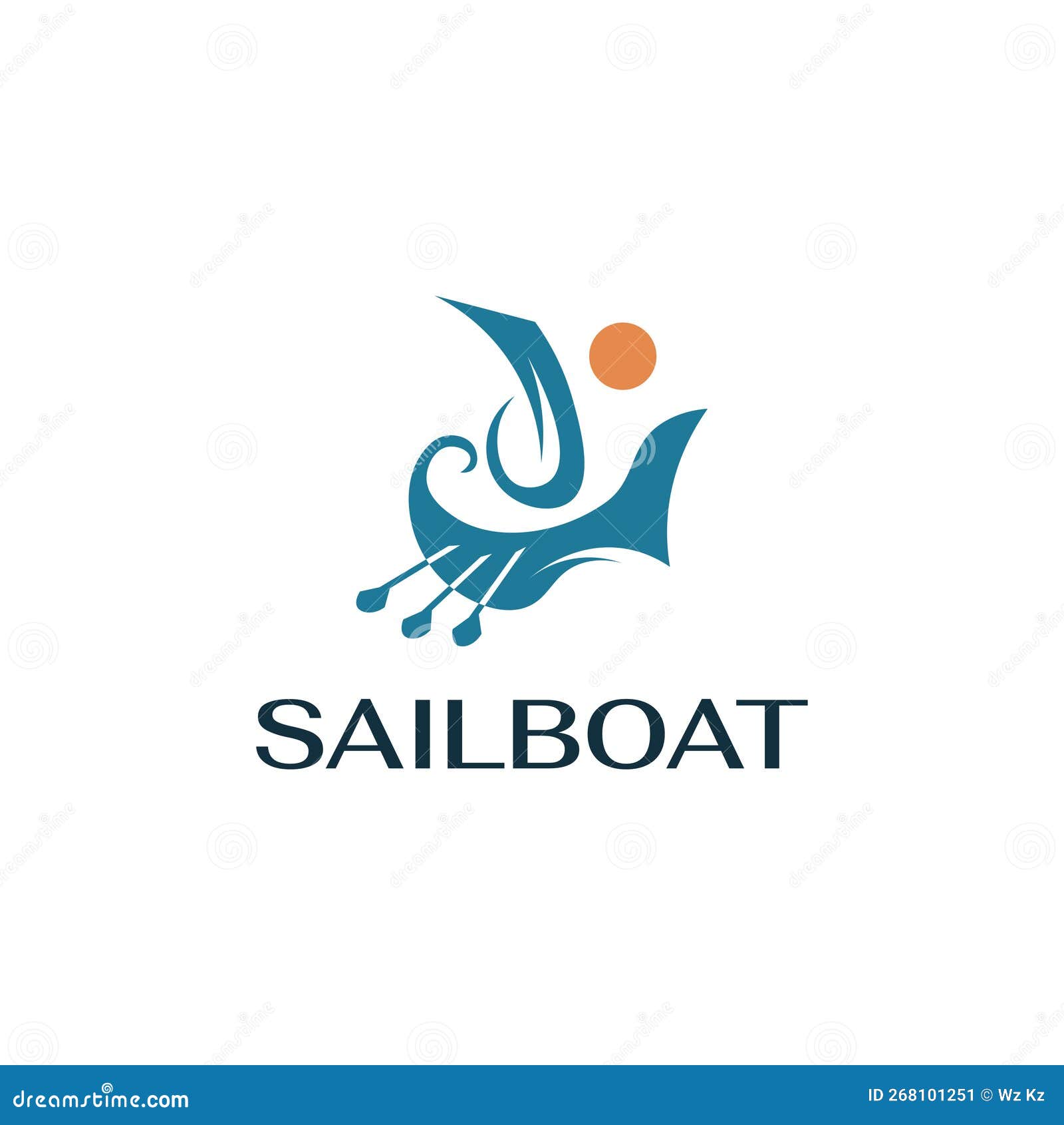Simple and Elegant Blue Sailboat Logo Design Stock Vector ...