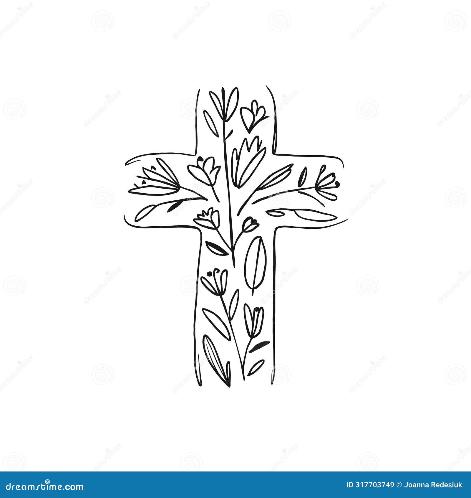 A Simple Cross Design Filled with Stylized Floral Patterns is Centered ...
