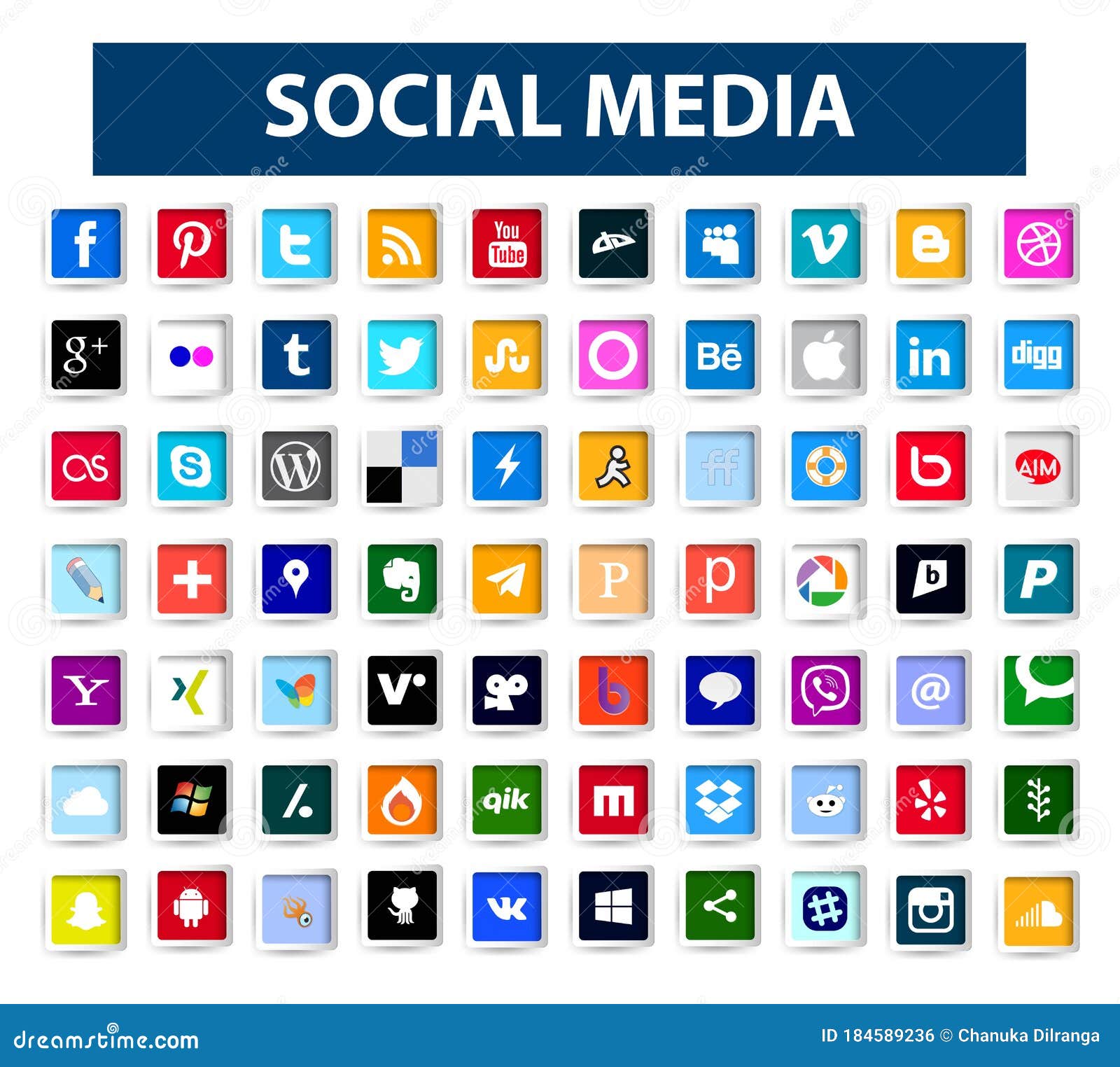 Bright Social Media Buttons.set 04. Editorial Photo - Illustration of ...