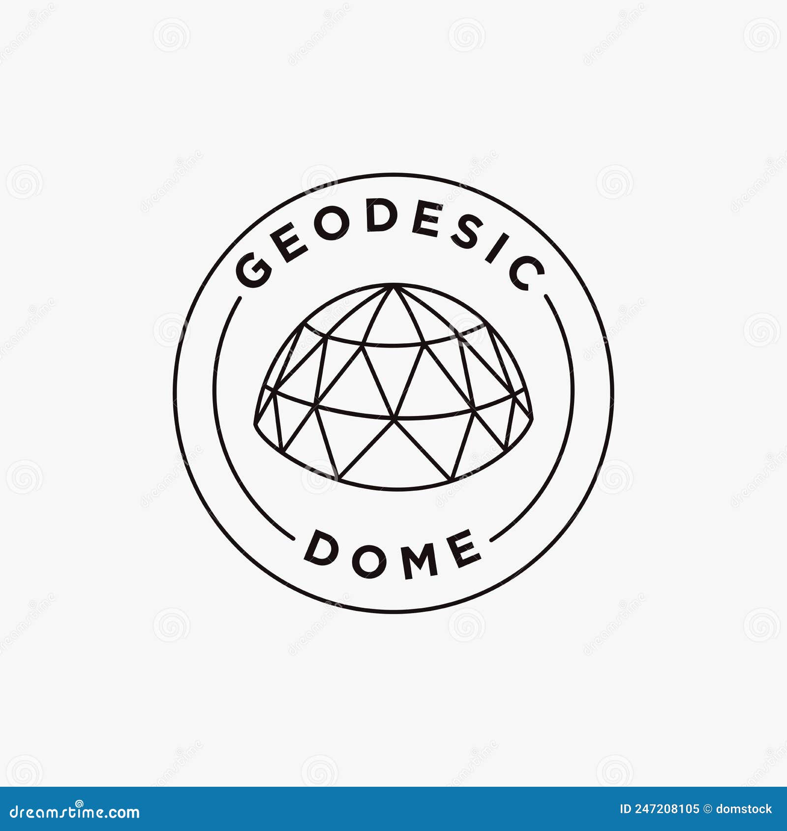 Geodesic Dome Black And White Sketch Exterior Front Elevation Vector ...
