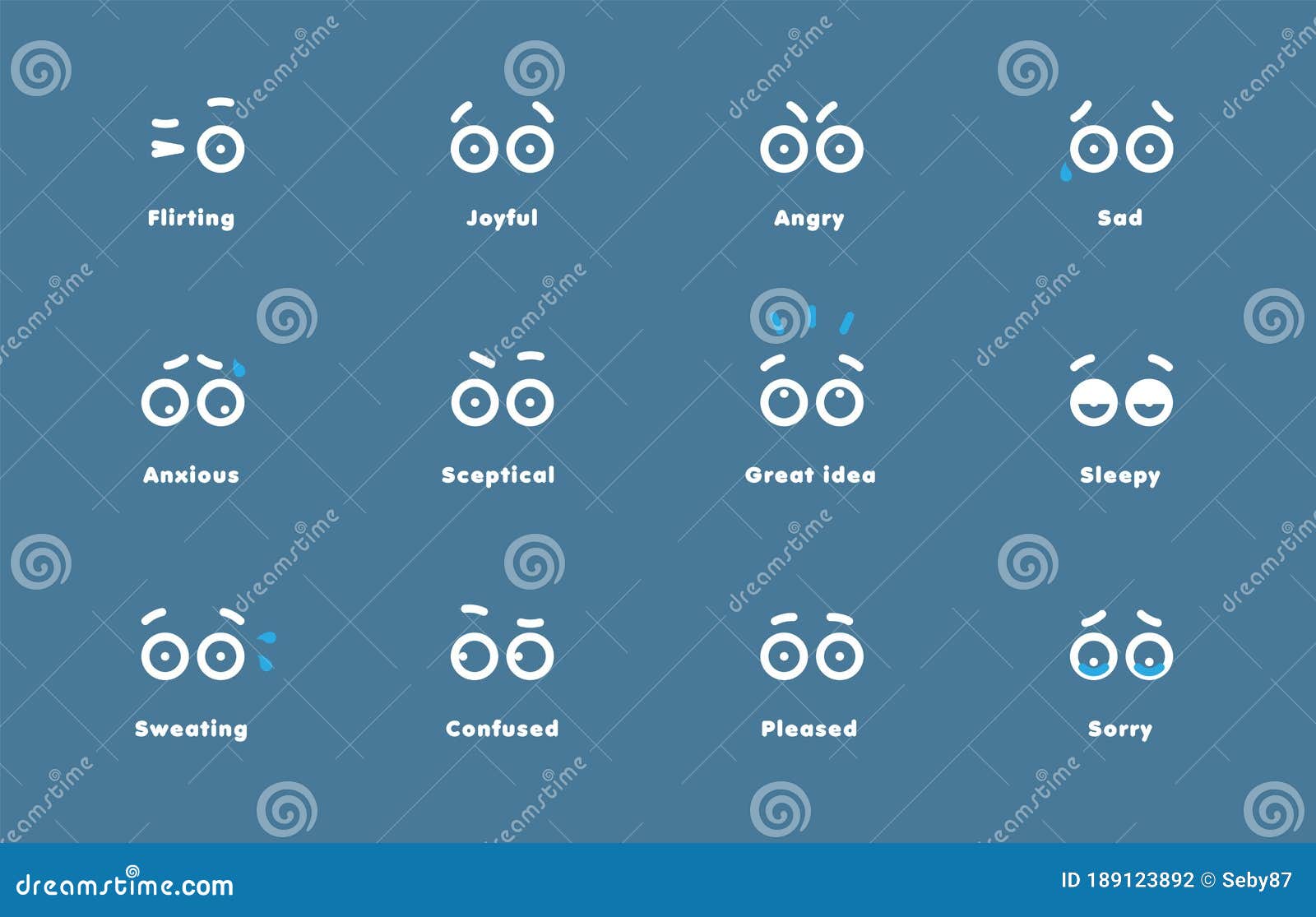 Simple Emoticons From The Outline. Different Emotions. Vector Smileys ...