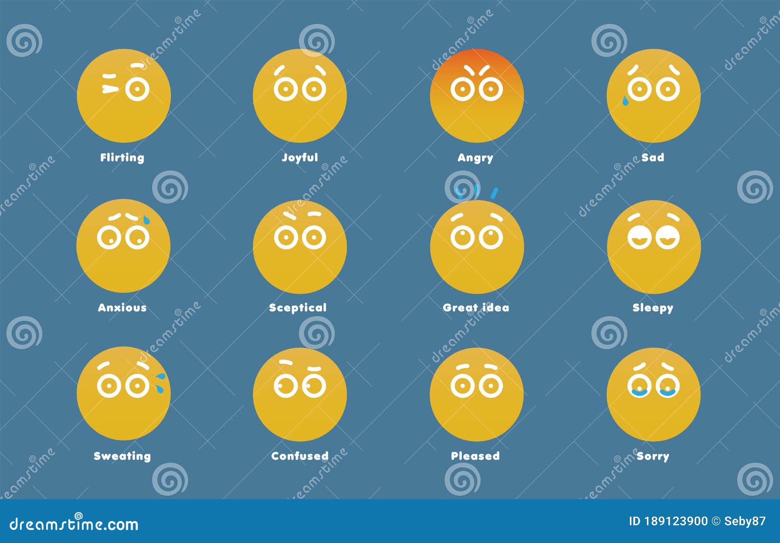 Simple Emoticons for Web, Vector Stock Vector - Illustration of angry ...