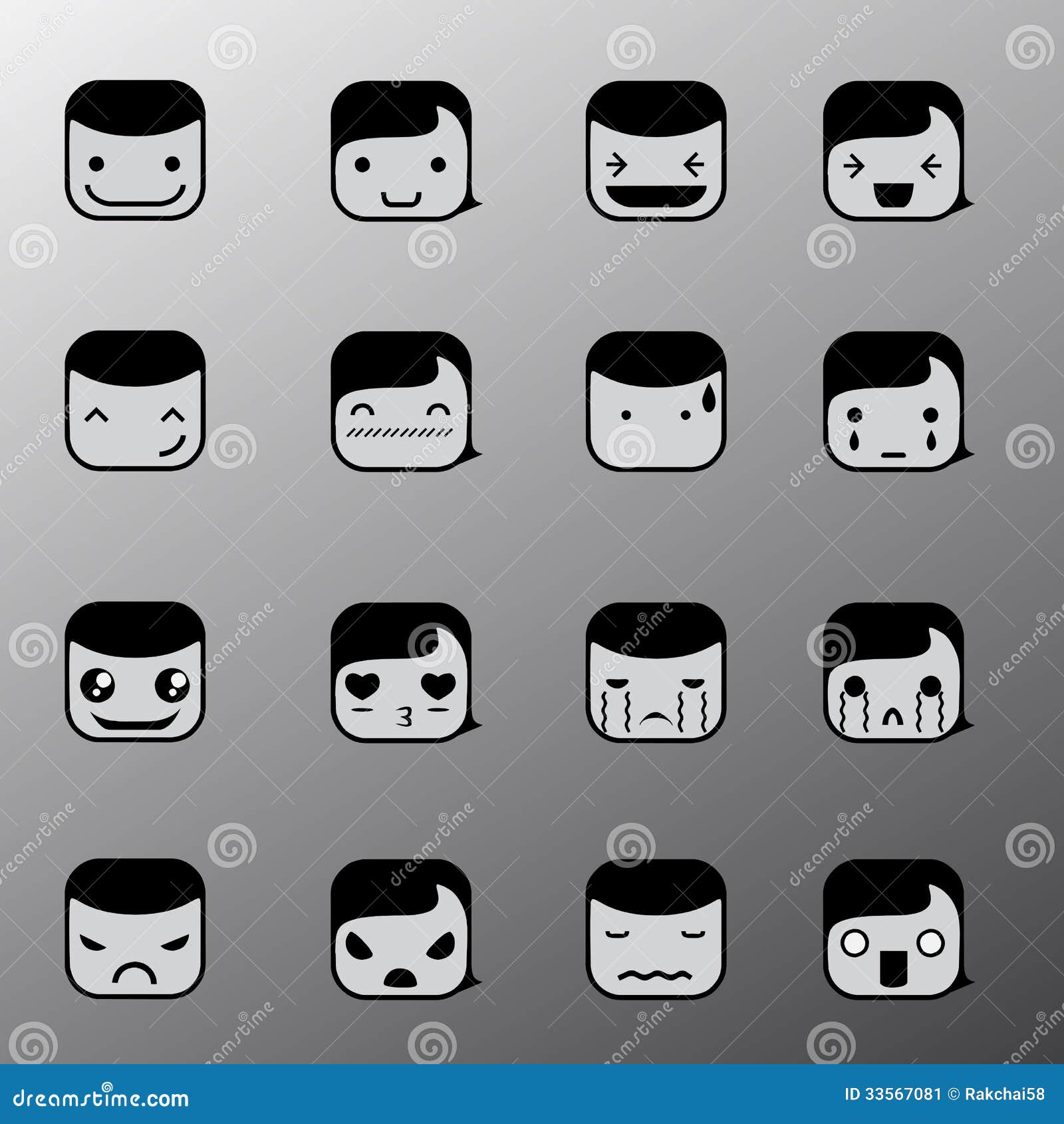 Simple Emotion Face Symbols Stock Vector - Illustration of clip, ideas ...