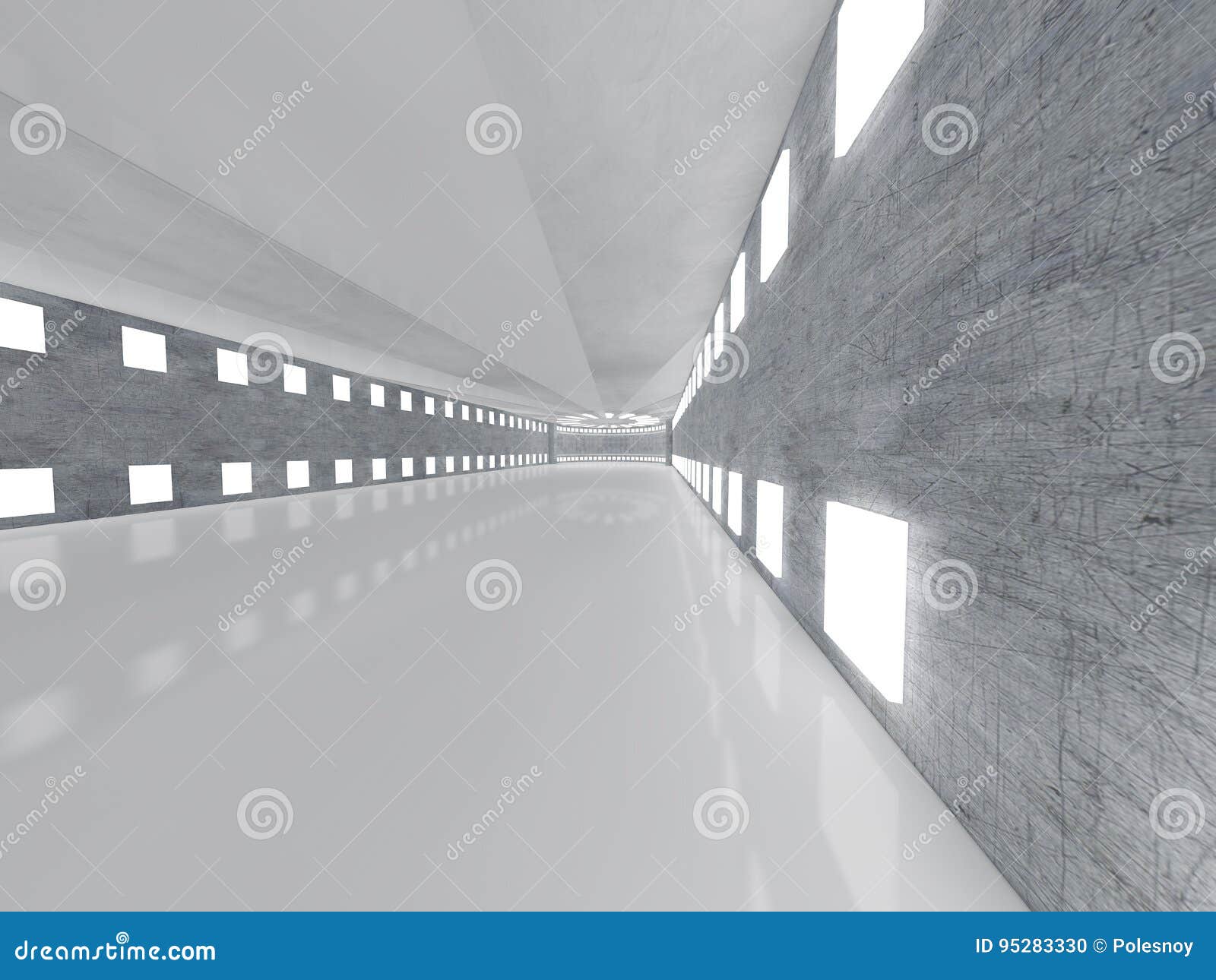 Simple Empty Room Interior with Lamps. 3D Stock Illustration ...