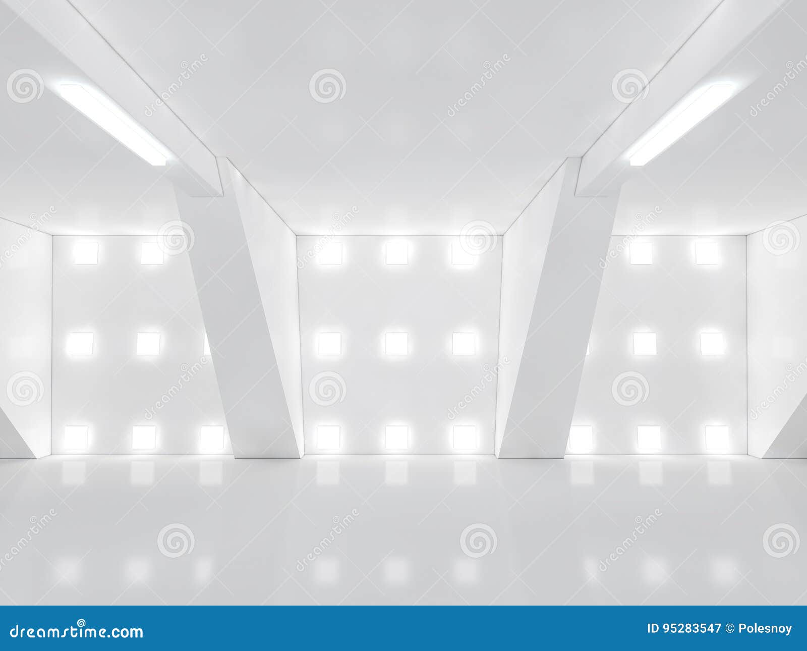 Simple Empty Room Interior with Lamps. 3D Stock Illustration ...
