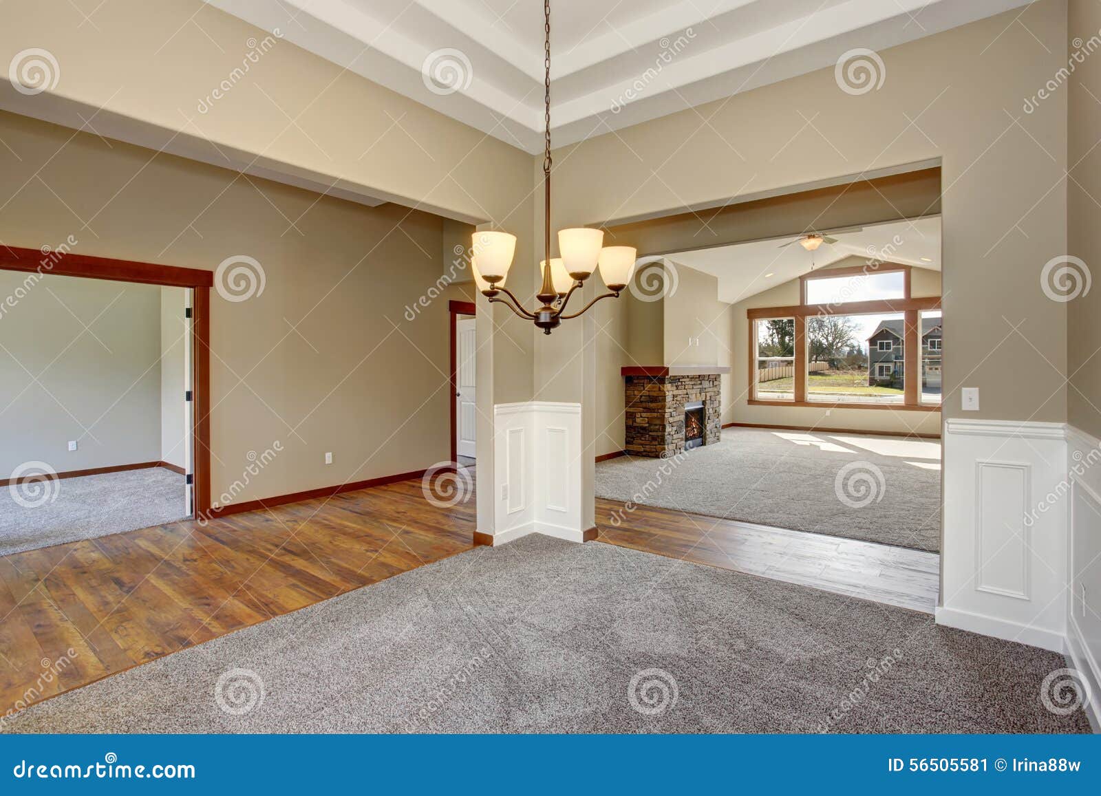 Simple Empty Room with Lots of Space and Carpet. Stock Image - Image of ...