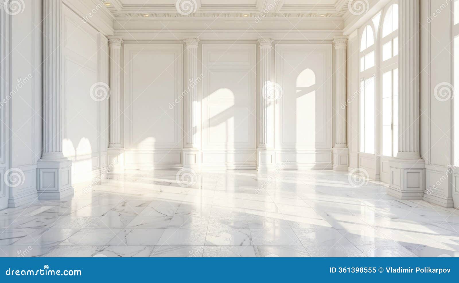 Simple Empty Room with White Walls and Marble Floors. Suitable for ...
