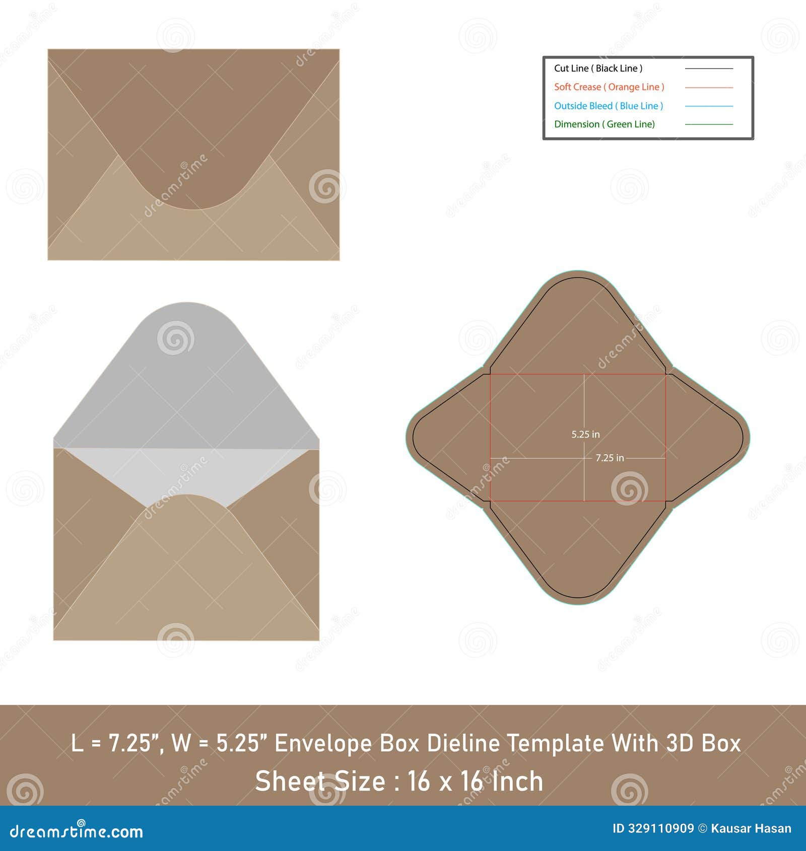 Simple Envelope Die Line Template, Vector Design Stock Vector ...