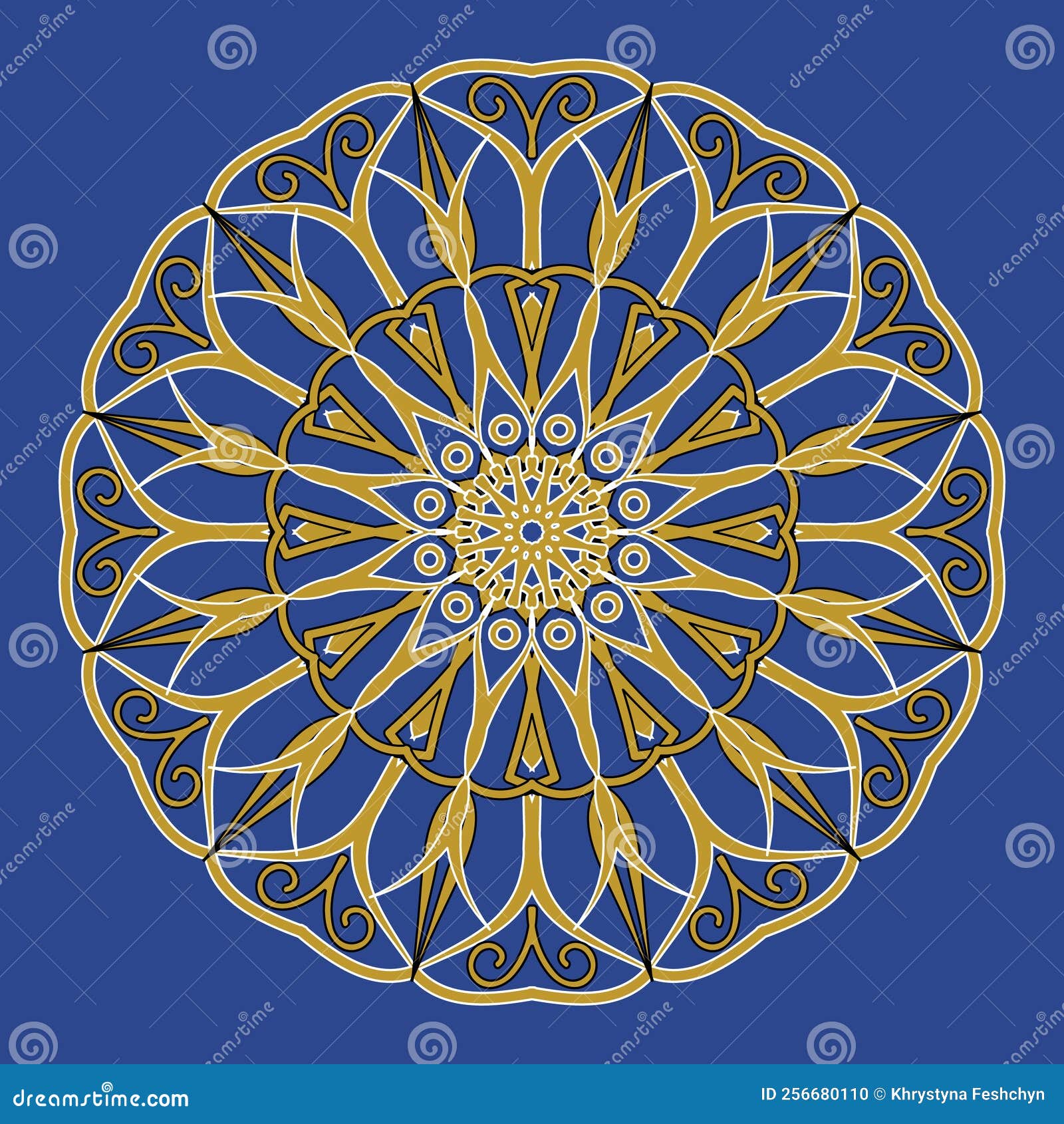 Simple Ethnic Circular Pattern on Blue Backdrop Stock Vector ...