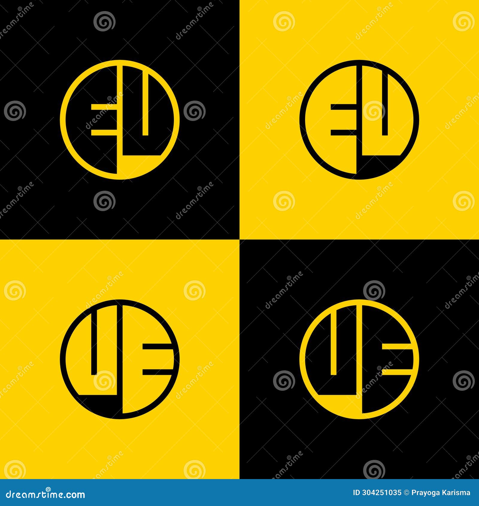 Simple EU and UE Letter Circle Logo Set, Suitable for Business with EU ...