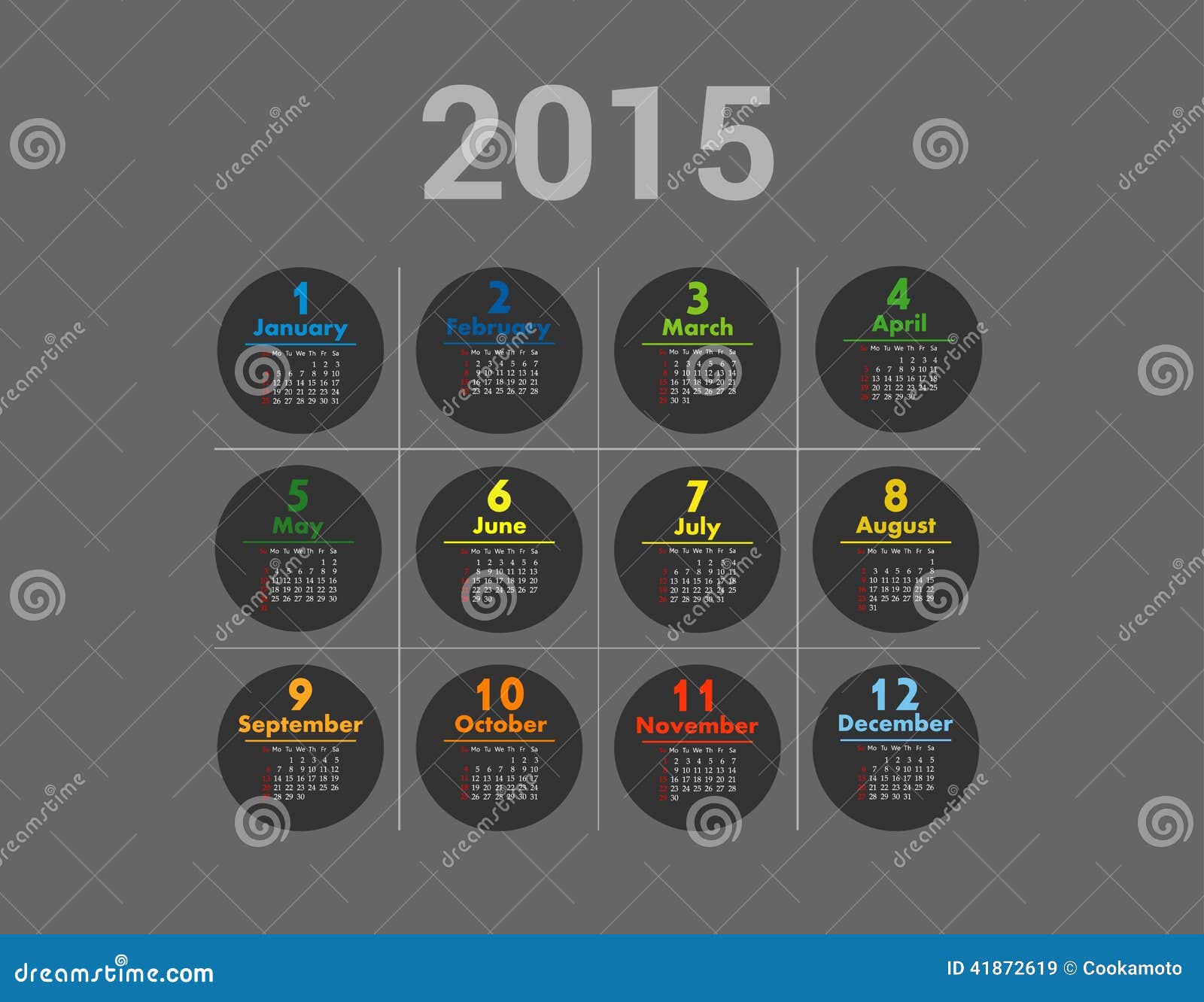 Simple European 2015 Year Vector Calendar Stock Vector - Illustration ...