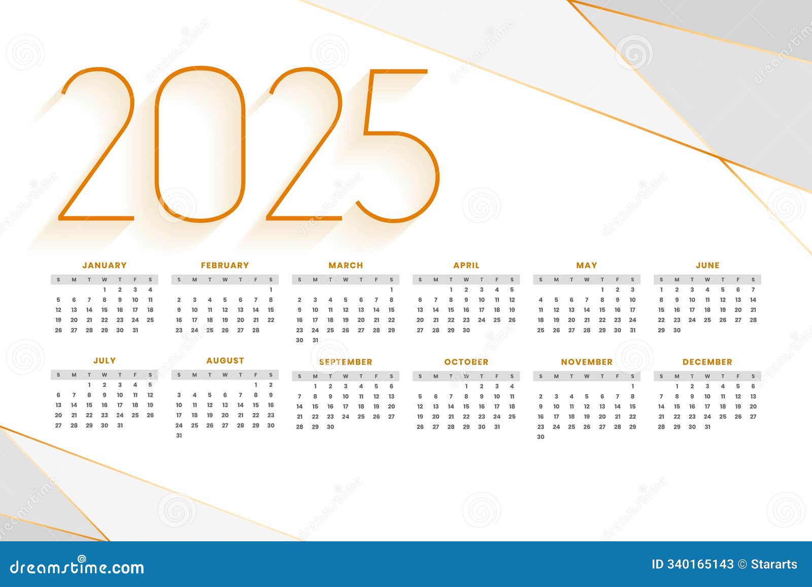 Simple 2025 Event Planner Calendar Template Design Stock Illustration ...
