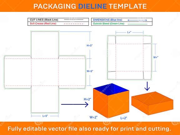 Simple Explosion Box, Storage Box Die Line Template Stock Illustration ...