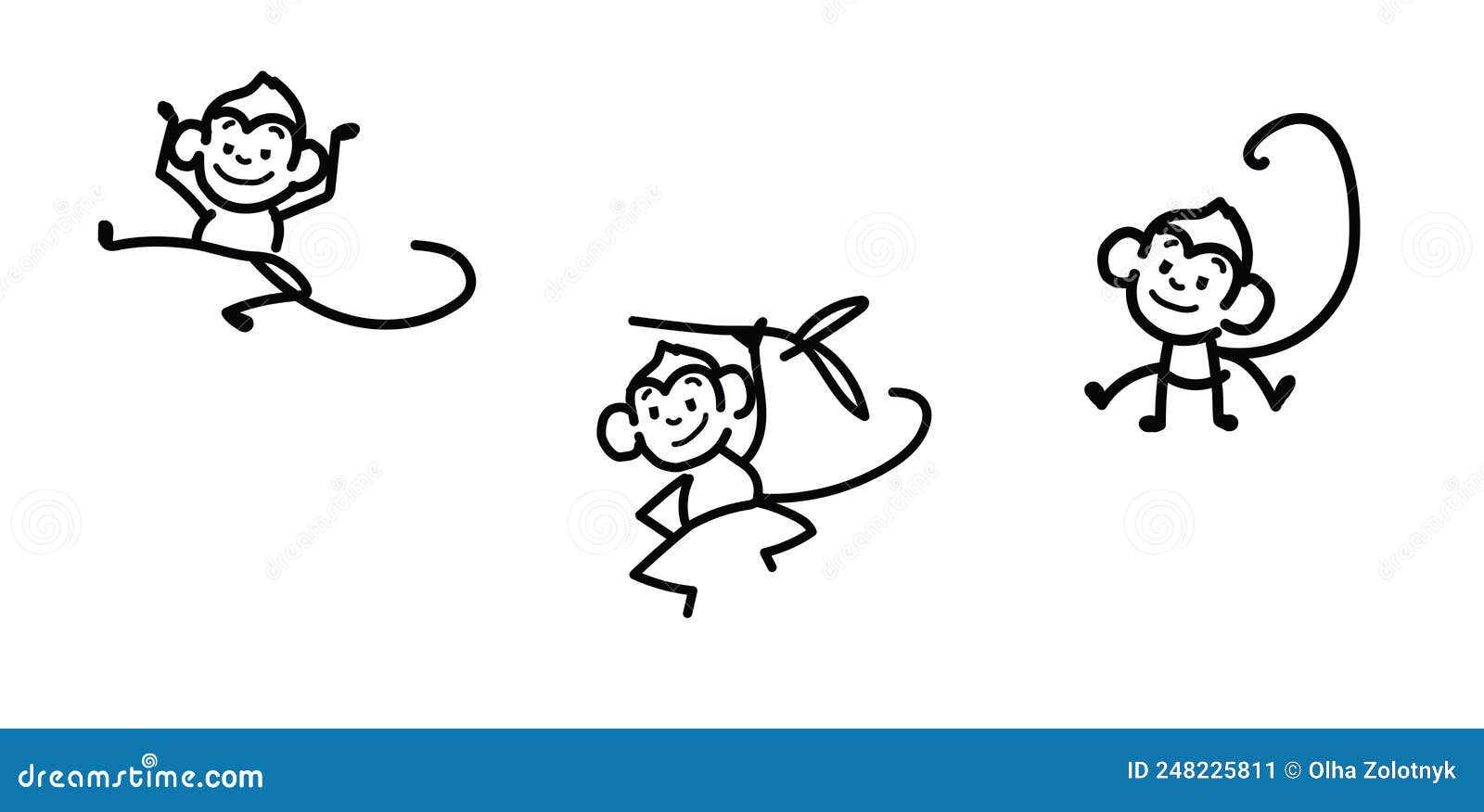 Simple, Expressive Hand Drawn Vectors Monkeys Stock Vector ...