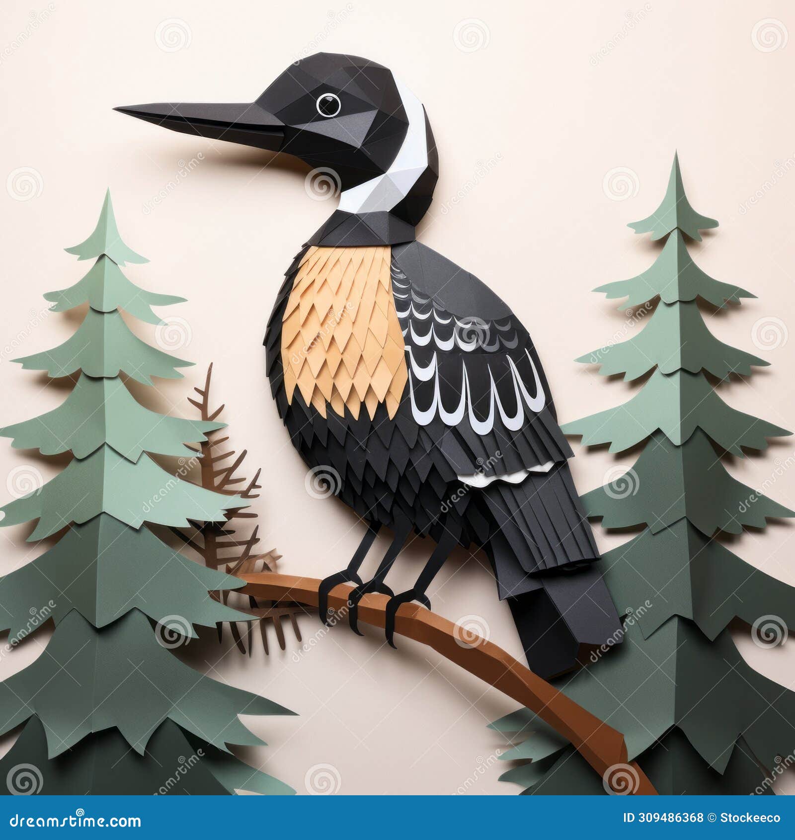 Simple yet Eye-catching Common Loon Paper Craft with Polygon Design ...