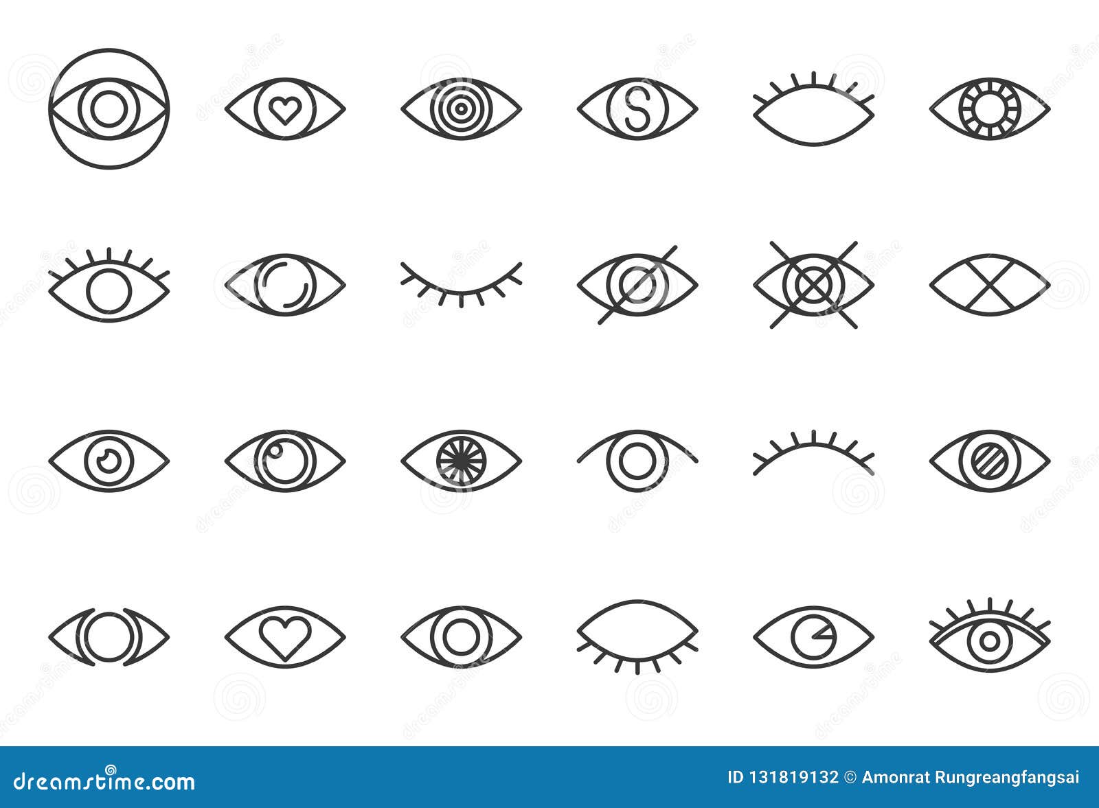 Simple Eye Outline Vector Icon, Pixel Perfect Stock Vector ...