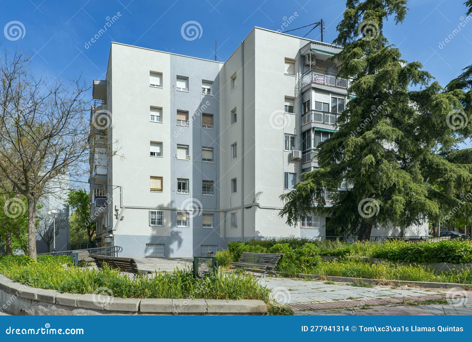 Simple Facade of a Residential Housing Building Surrounded Stock Photo ...