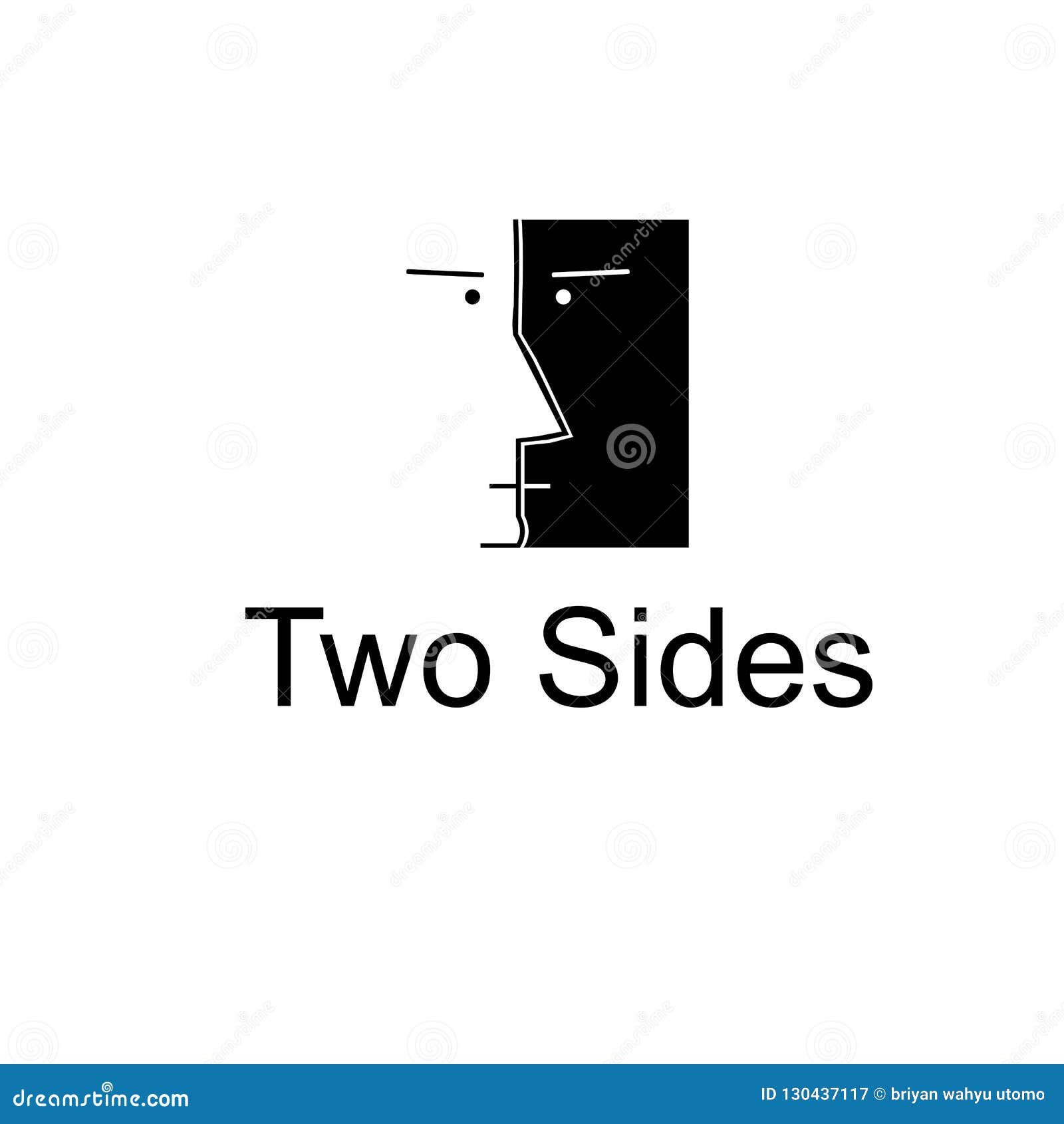 Simple Face Logo with Two Angle. Black and White Logo Stock Vector ...