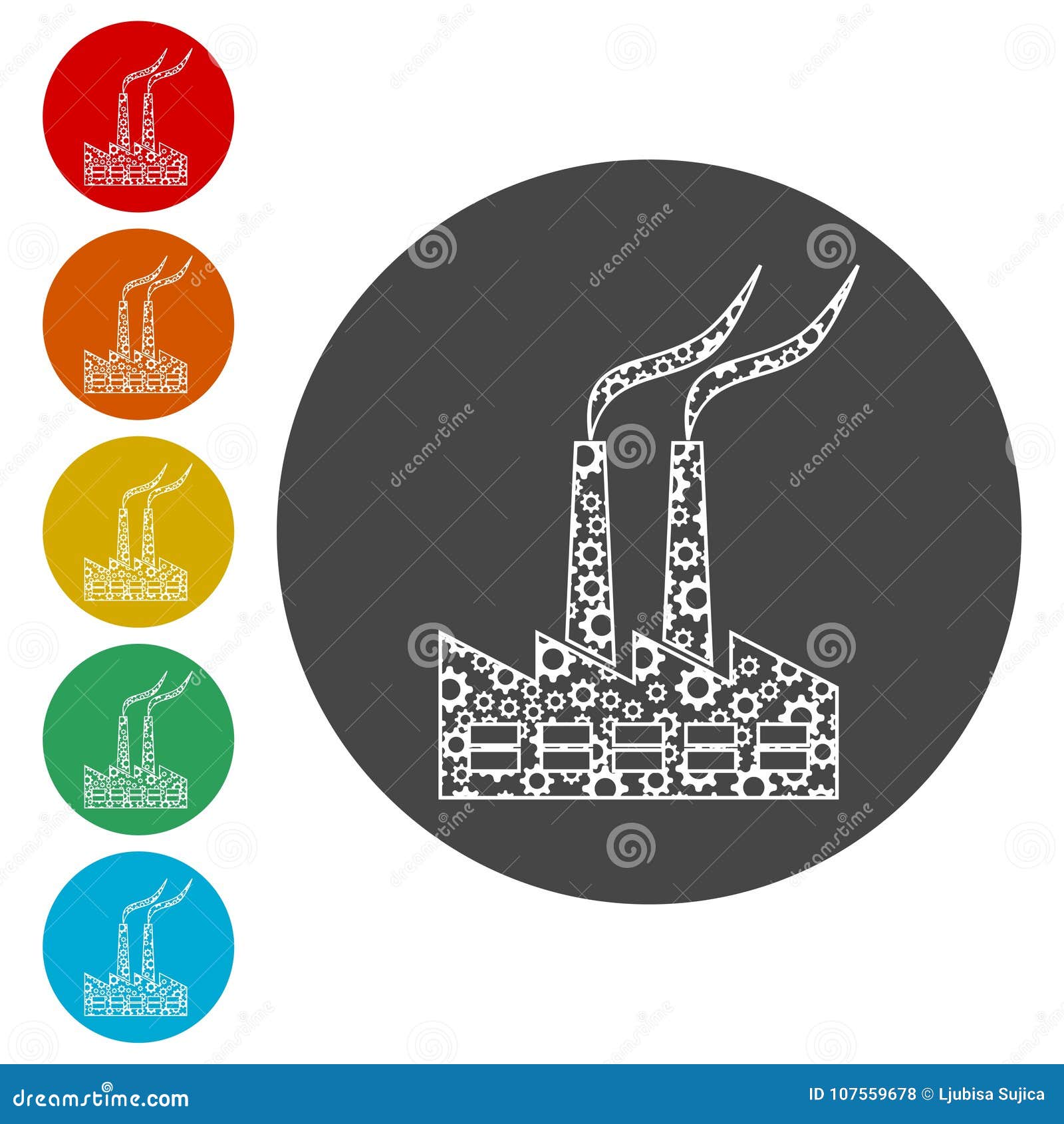 Simple Factory icons set stock vector. Illustration of chemical - 107559678