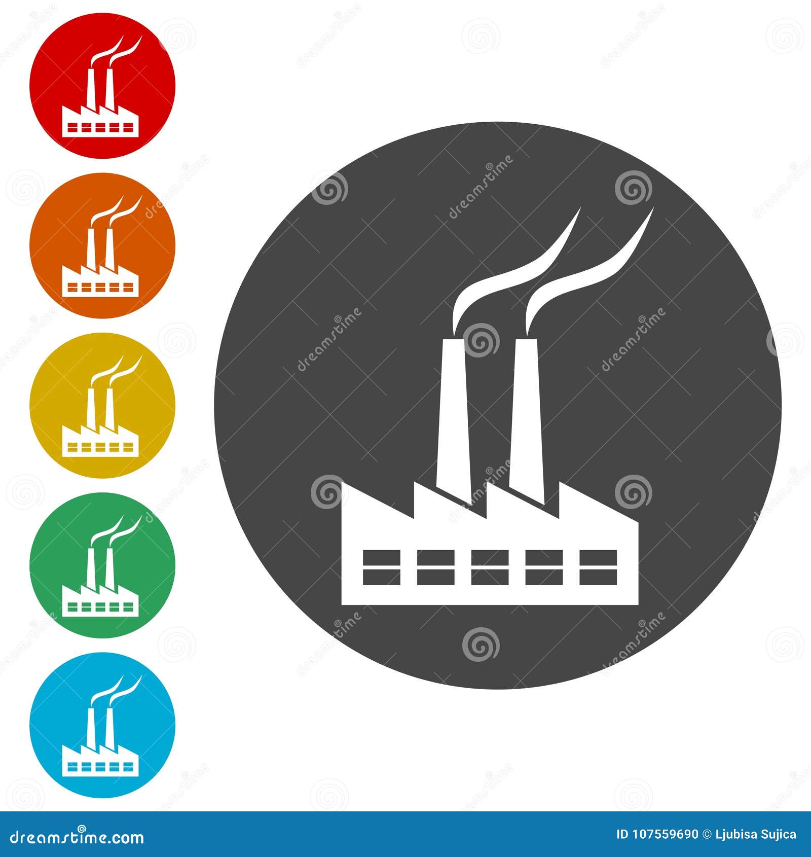 Simple Factory icons set stock vector. Illustration of black - 107559690
