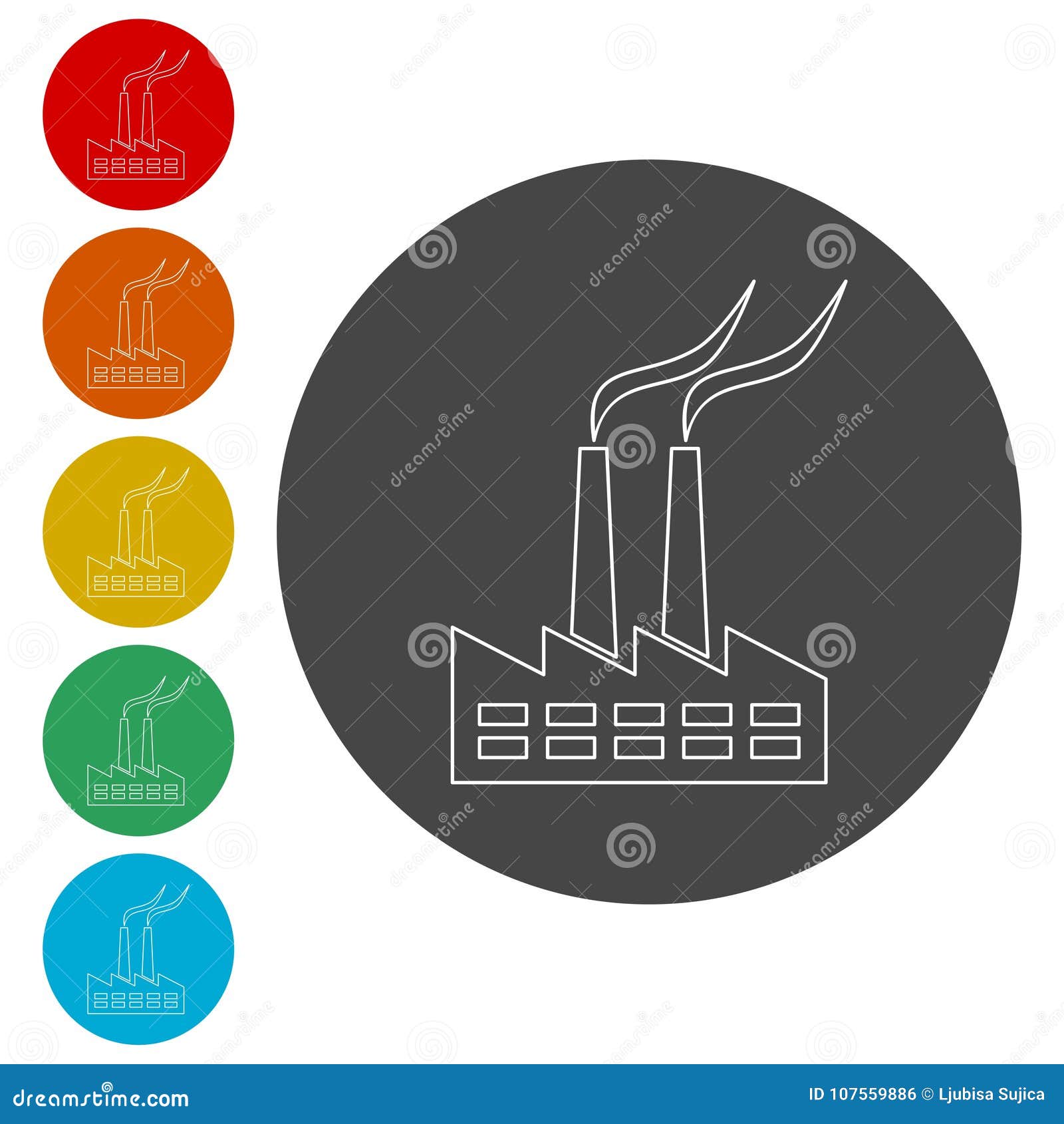 Simple Factory icons set stock vector. Illustration of black - 107559886