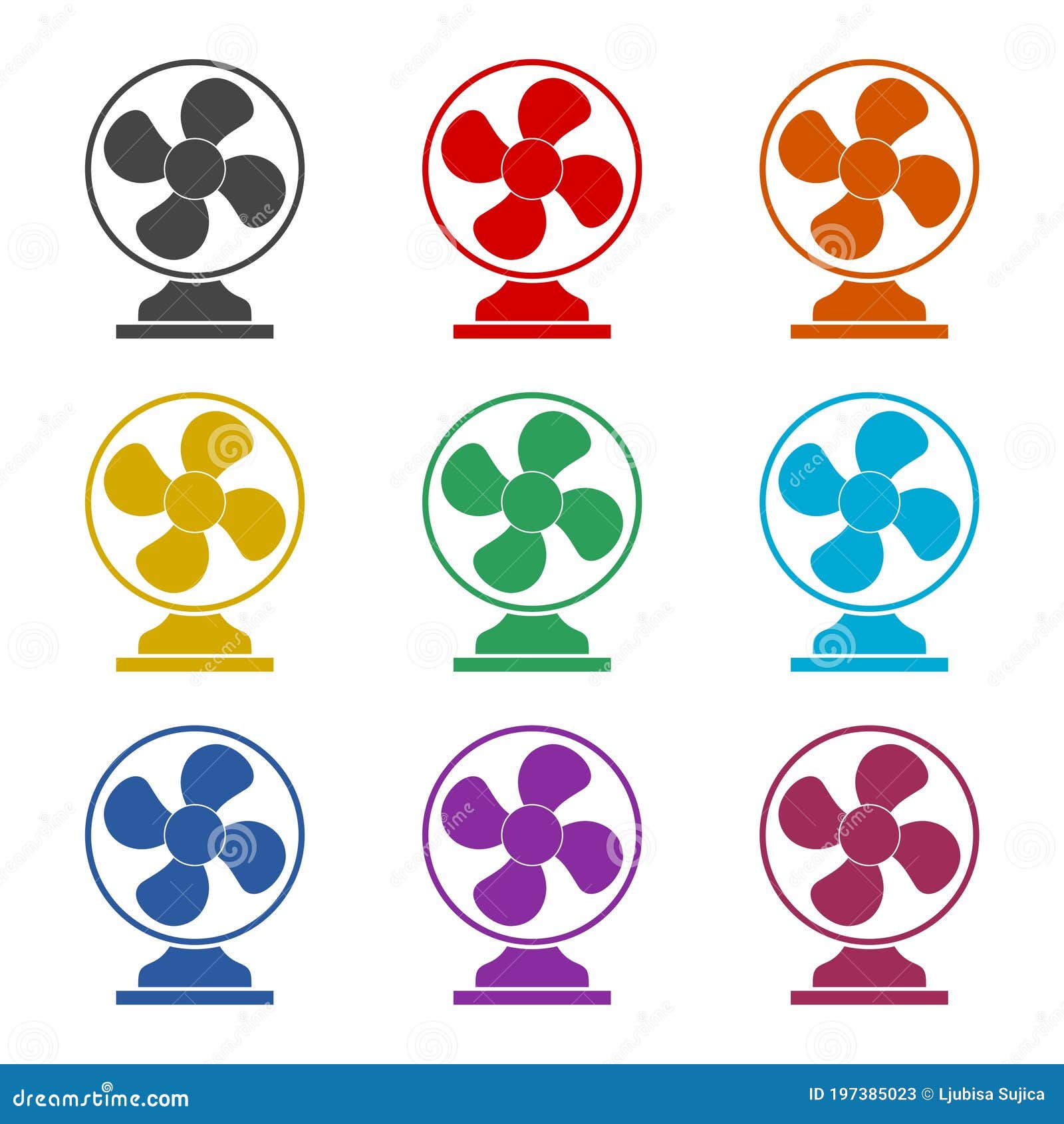 Simple fan icon, color set stock vector. Illustration of conditioning ...