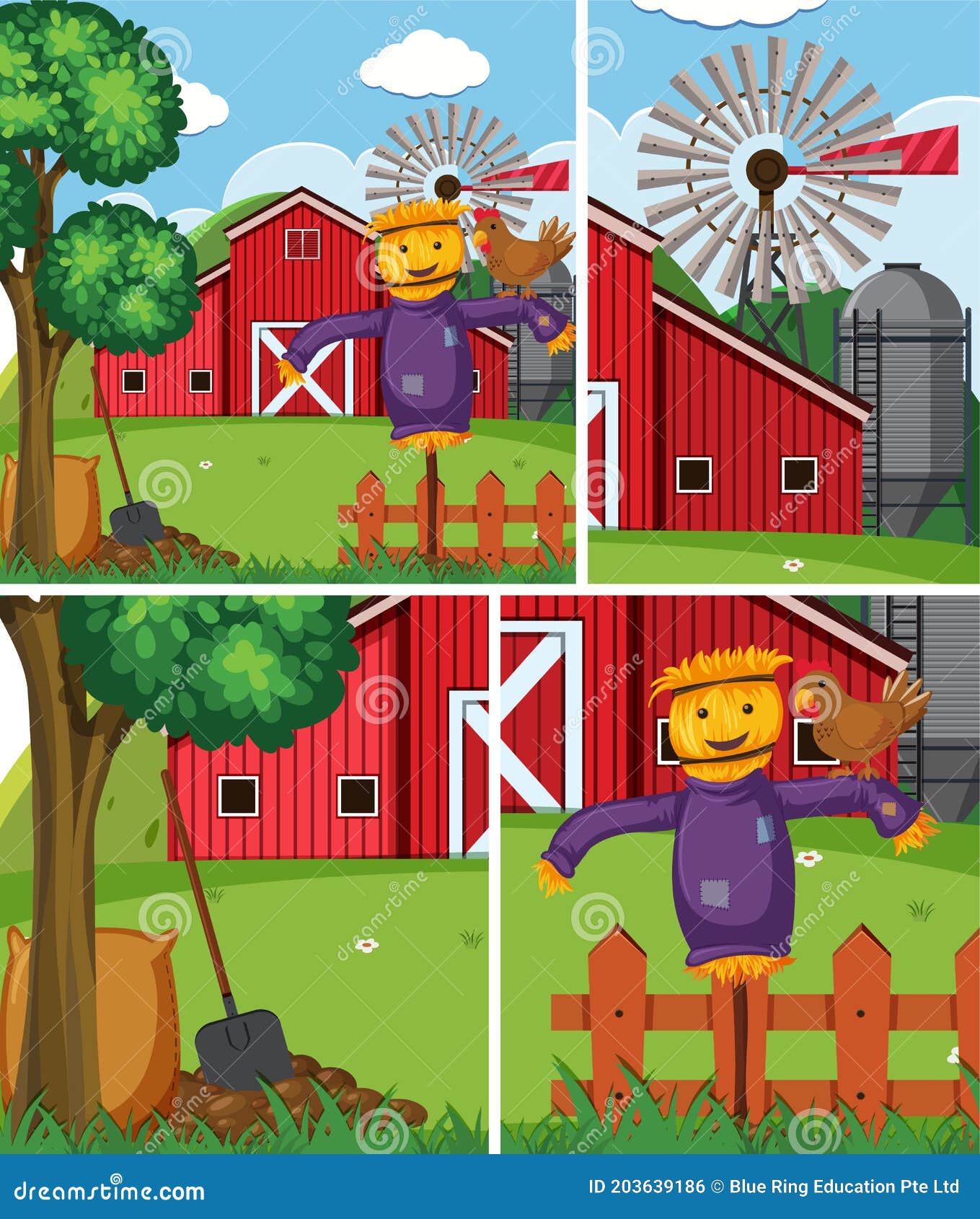 Simple farm background set stock vector. Illustration of simple - 203639186