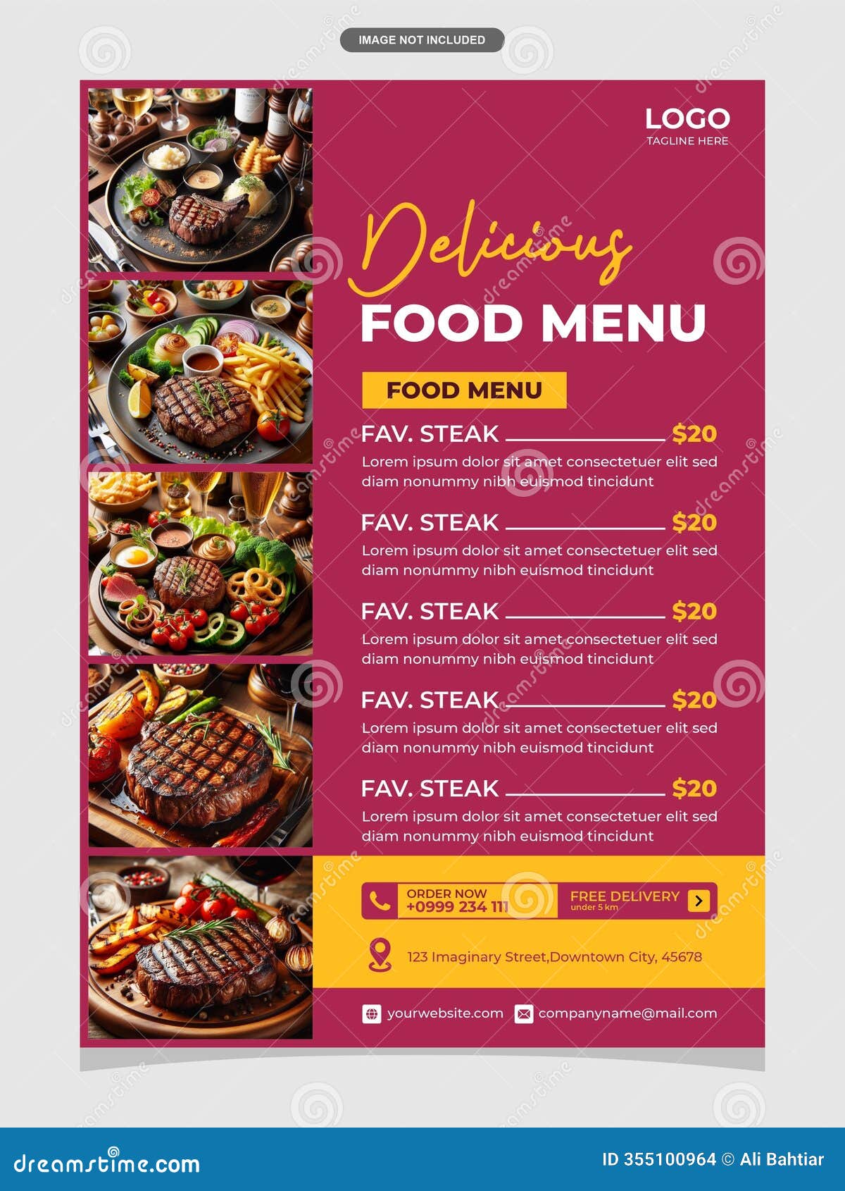 Simple Fast Food Menu Vector Template Stock Illustration - Illustration ...