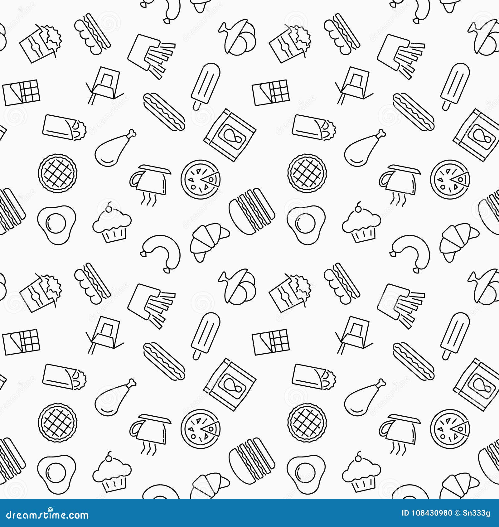 Simple Fast Food Vector Seamless Pattern Stock Vector - Illustration of ... Simple Fast Food Vector Seamless Pattern Stock Vector - Illustration of ...